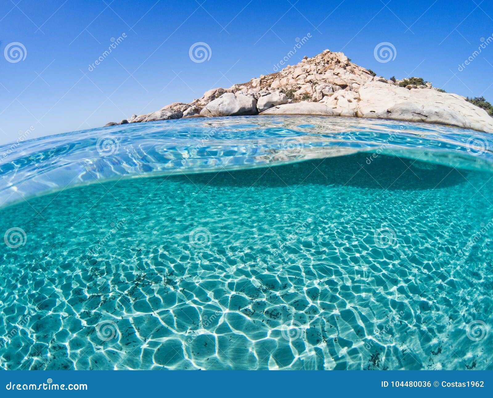 The Bottom on Half Underwater View Stock Photo - Image of clear, ocean ...