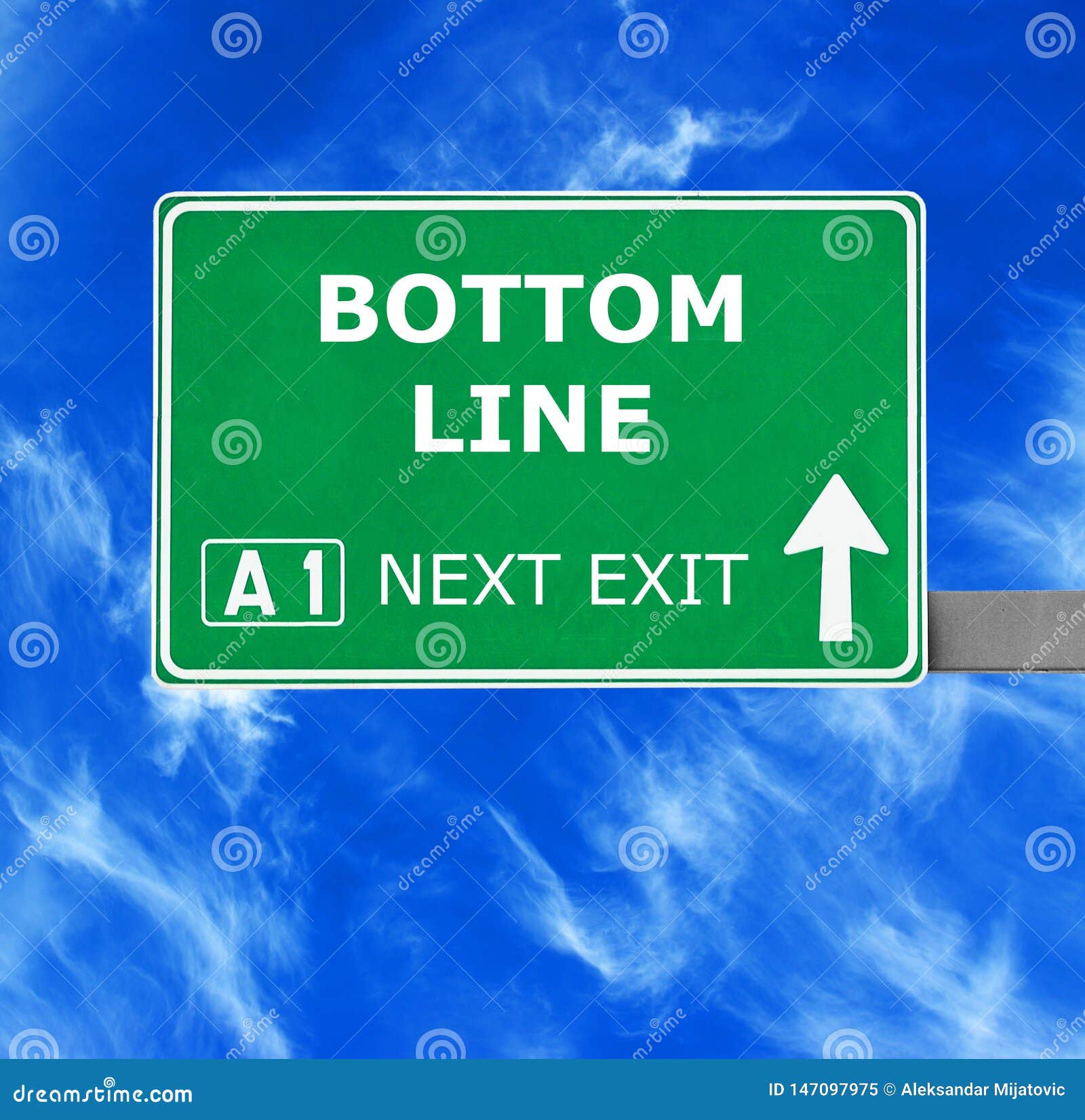 BOTTOM LINE Road Sign Against Clear Blue Sky Stock Image - Image of ...