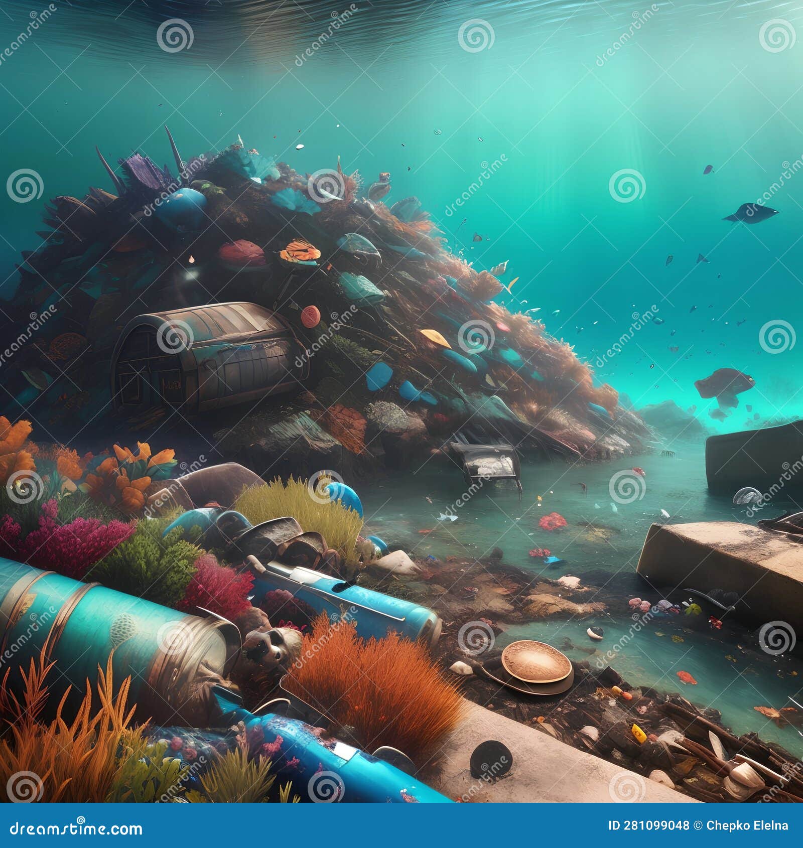 Bottom of the Ocean, Filled with Trash and Plastic Waste Pollution ...