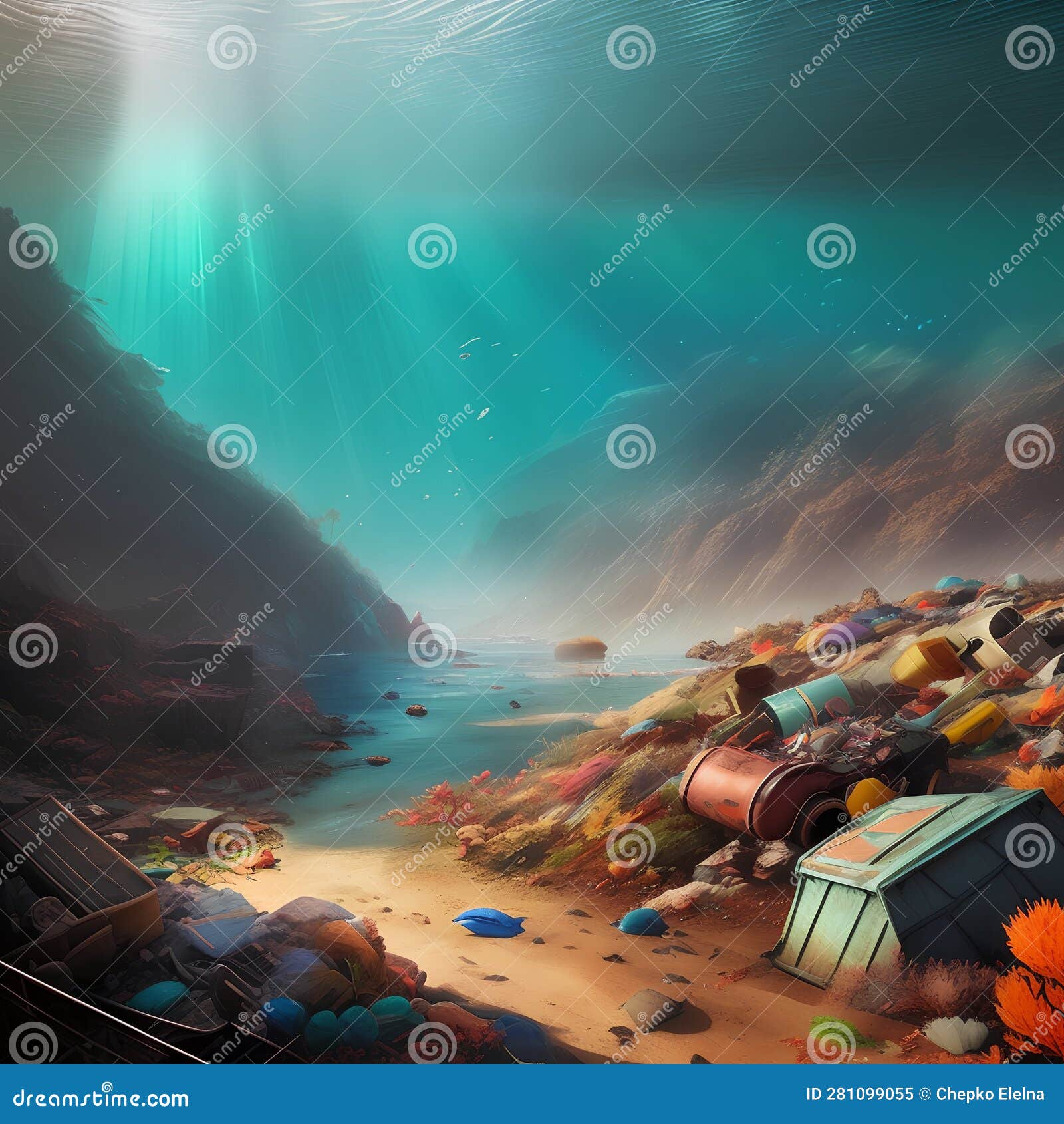 Bottom of the Ocean, Filled with Trash and Plastic Waste Pollution ...