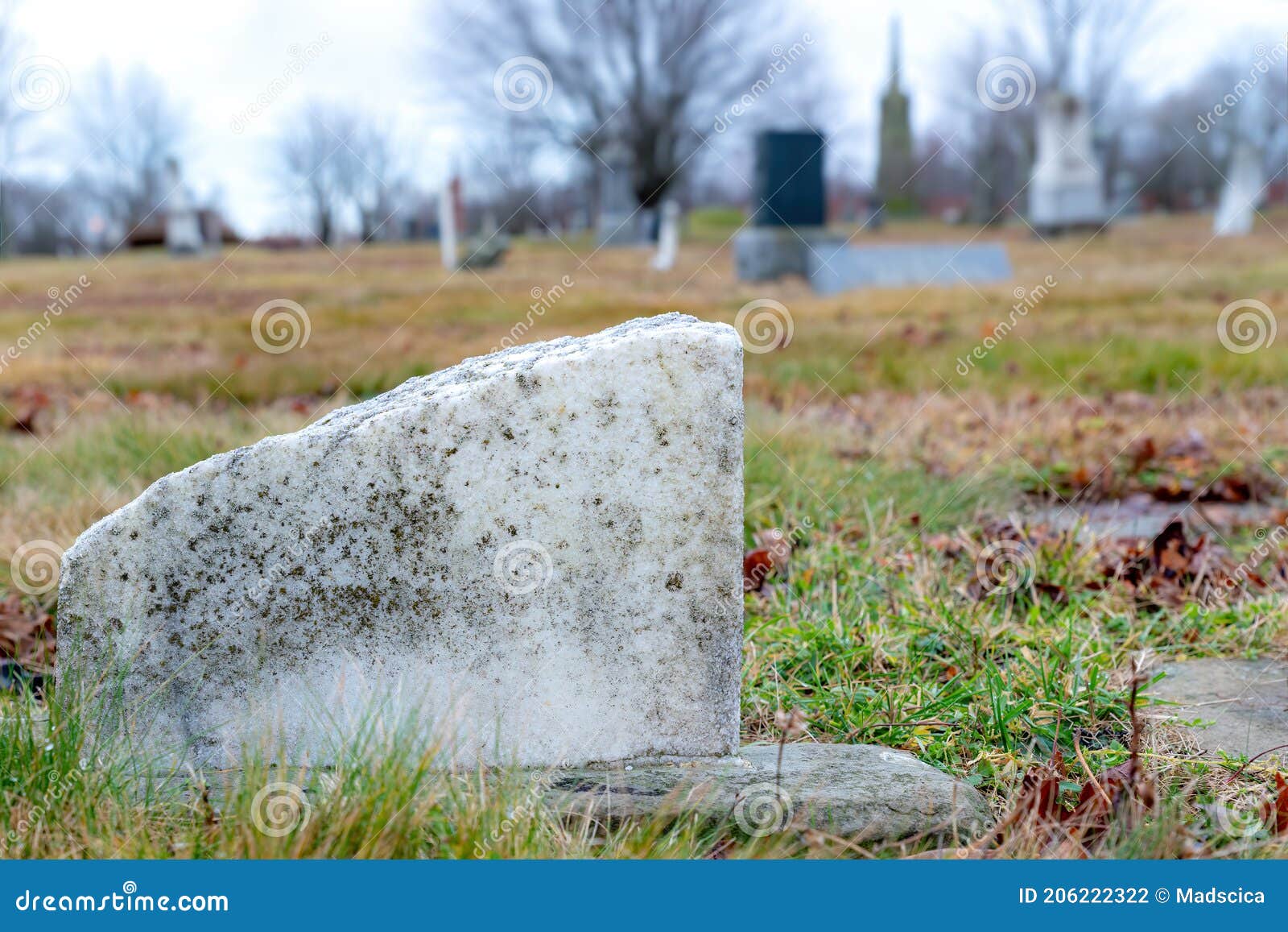 Old Broken Grave With Crumbling Fallen Tombstone And Decaying Wrought ...