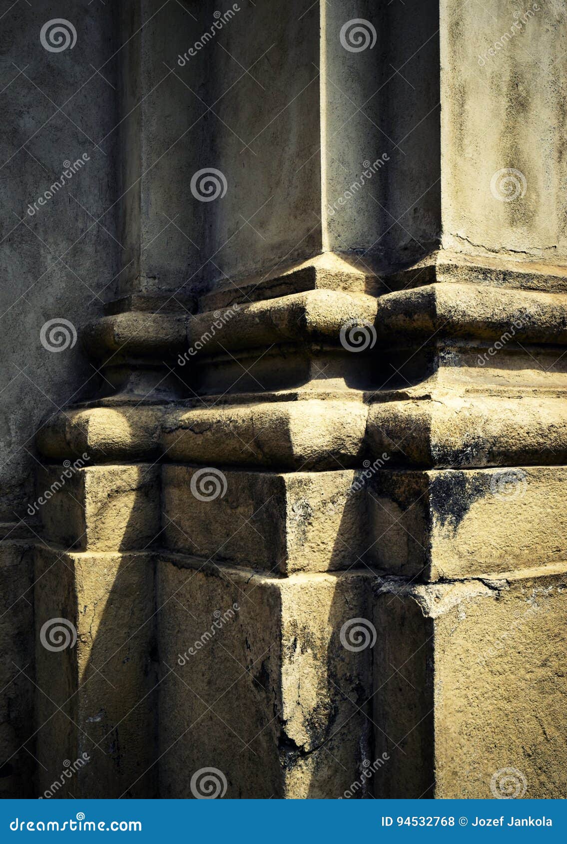 The Bottom of the Pillar of the Old Building Stock Photo - Image of ...