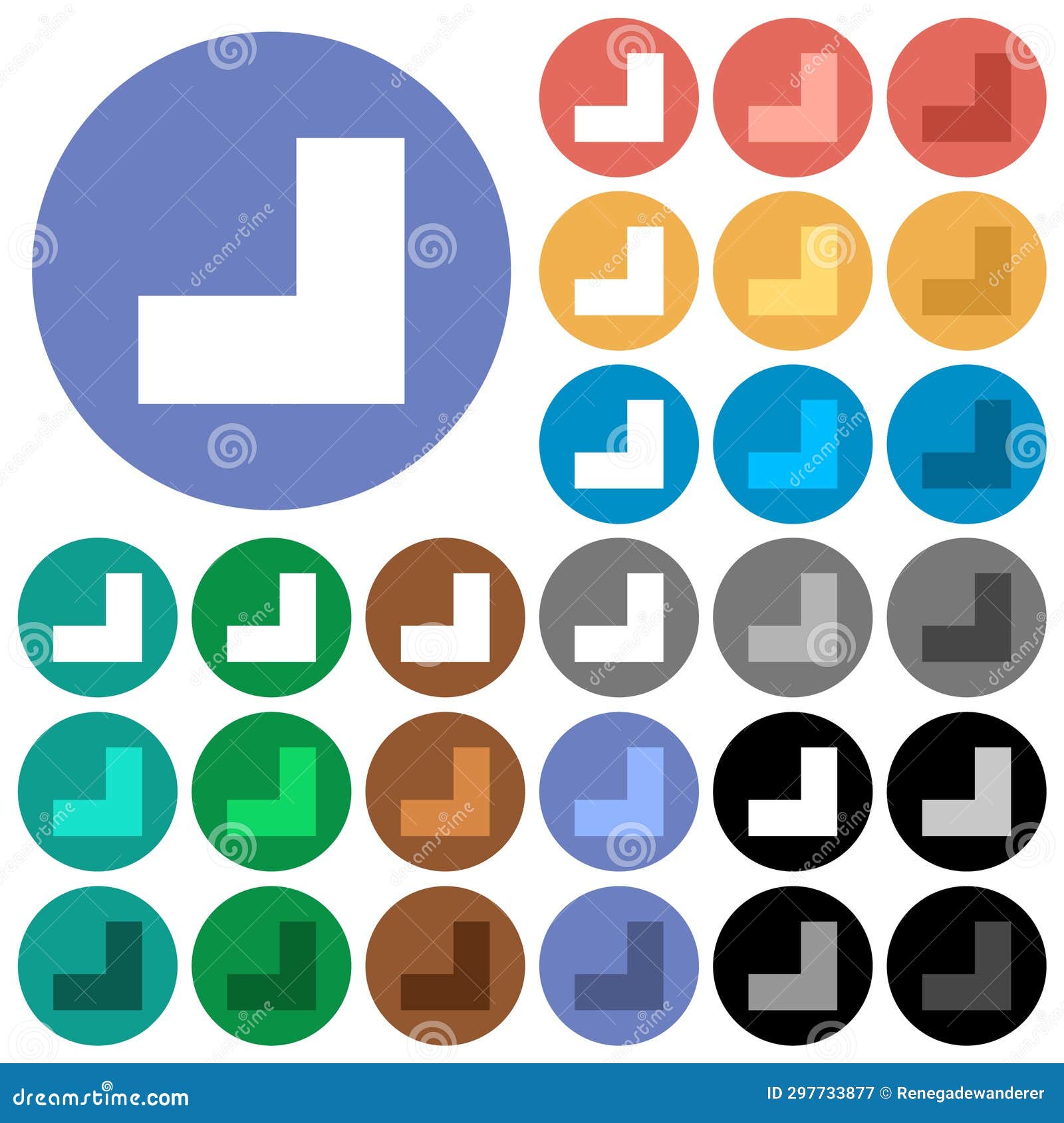 Bottom Right Angle Arrow Solid Round Flat Multi Colored Icons Stock ...