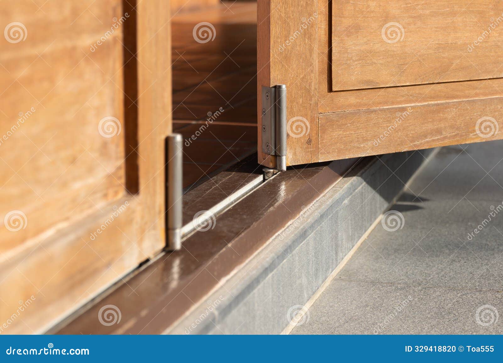 Bottom Running Bifold System is Installed on the Floor Stock Photo ...