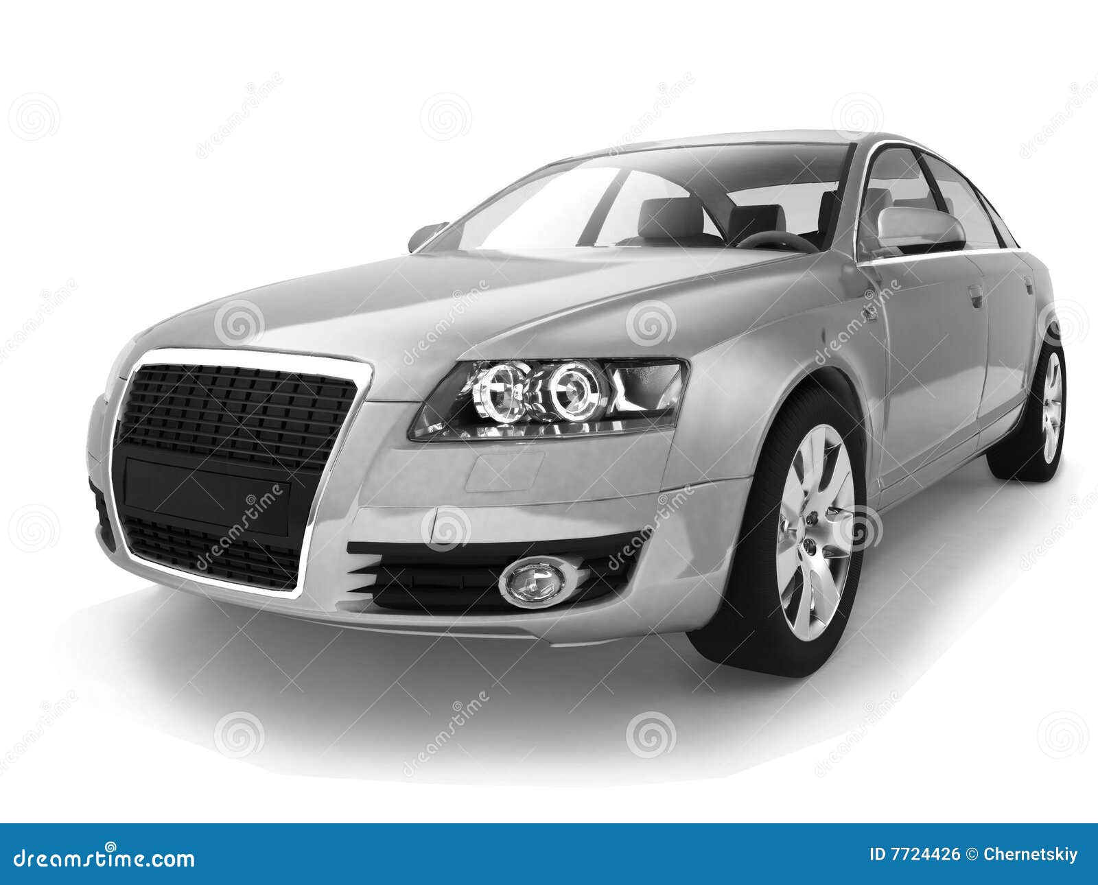Bottom Side View of Silver Car with Shadow Stock Illustration ...