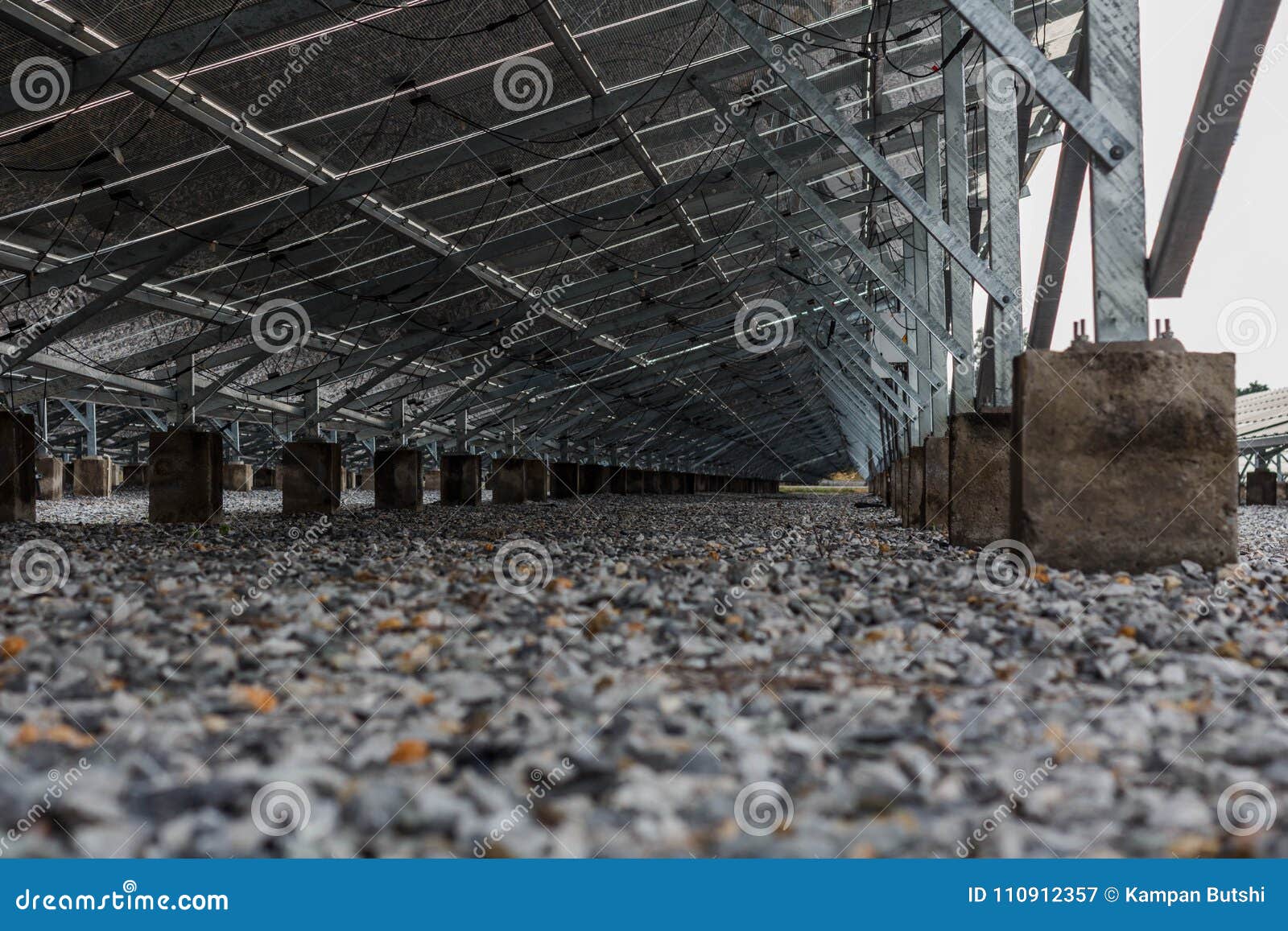 Bottom of the Solar Panel with the Rock in the Ground Stock Image ...