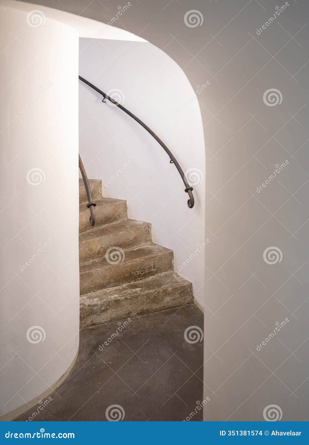 Bottom Steps of Winding Concrete Staircase in Old Building Stock Photo ...