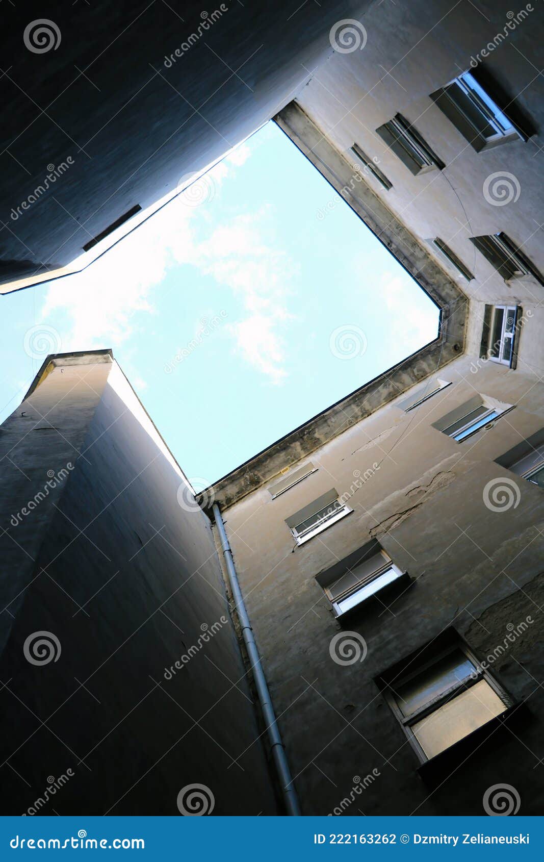 Bottom To Top View in the Courtyard of the House Stock Photo - Image of ...