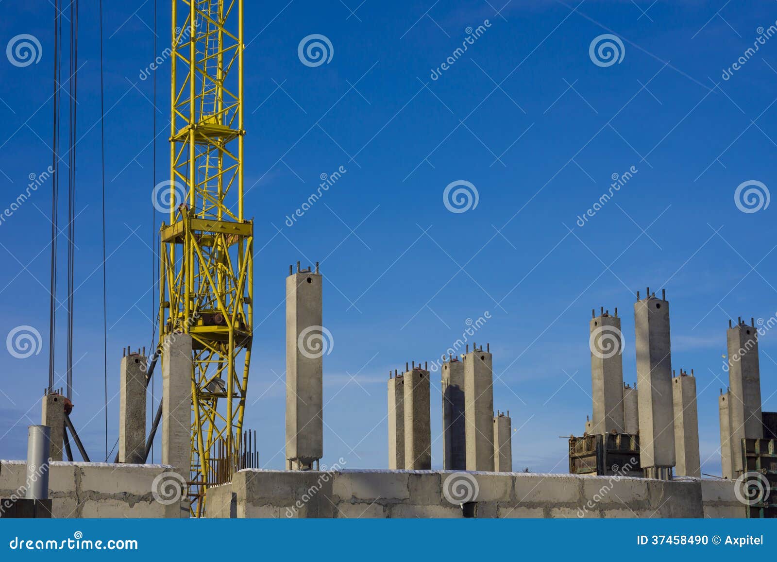 Bottom of Tower Crane on Construction Site Stock Photo - Image of ...