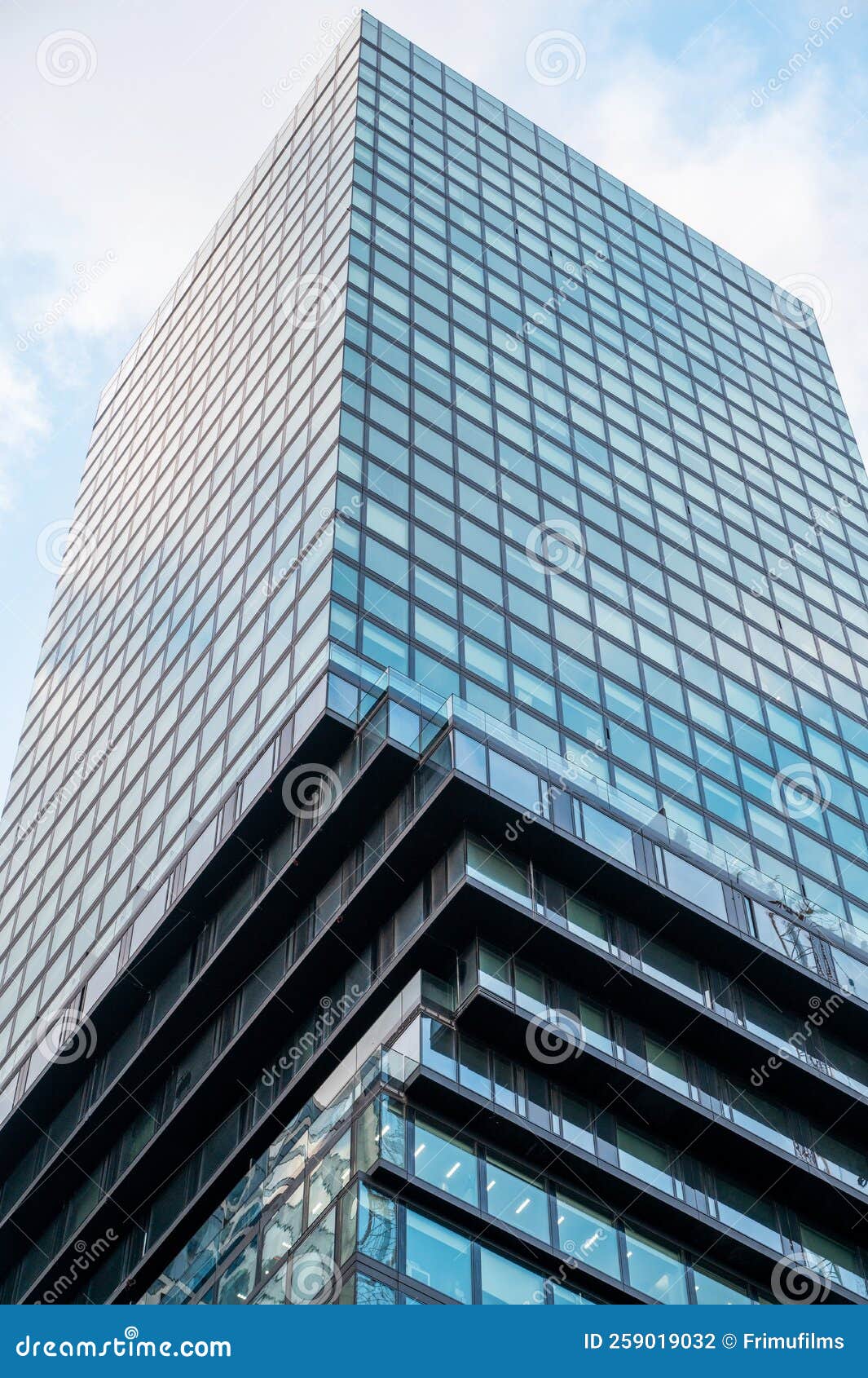 Vertical View of a Skyscraper in Frankfurt Downtown, Germany Stock ...