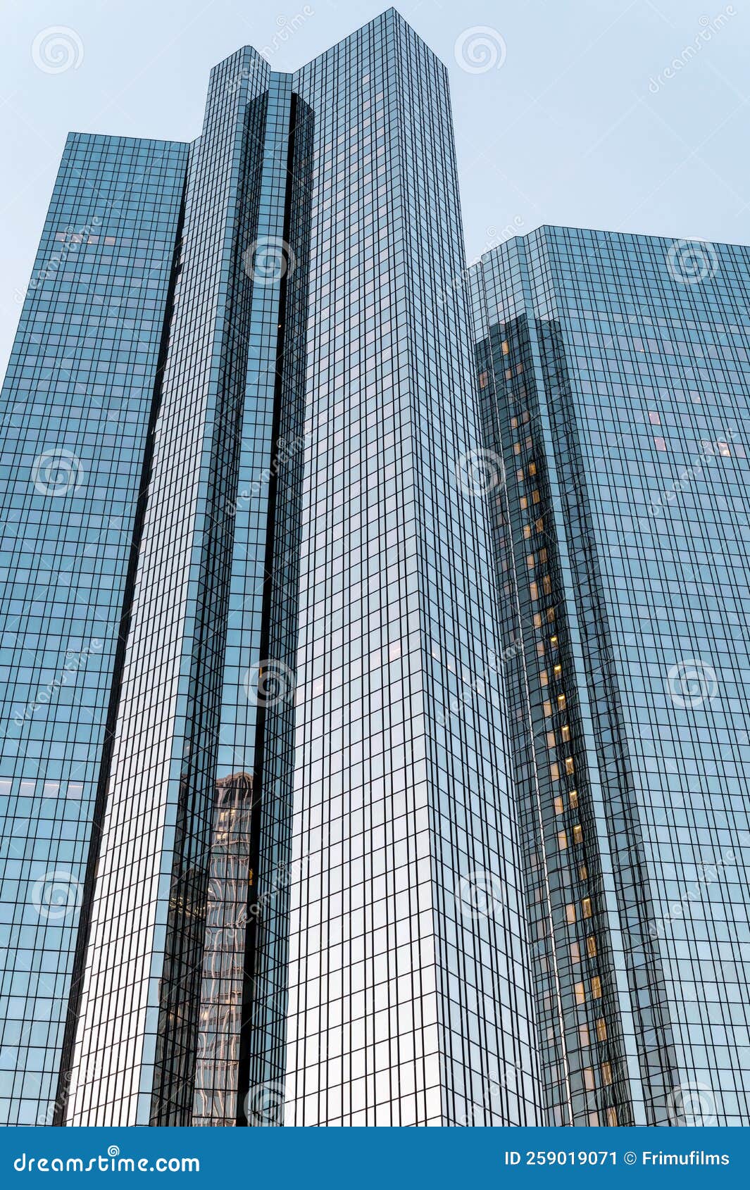 Vertical View of a Skyscraper in Frankfurt Downtown, Germany Stock ...