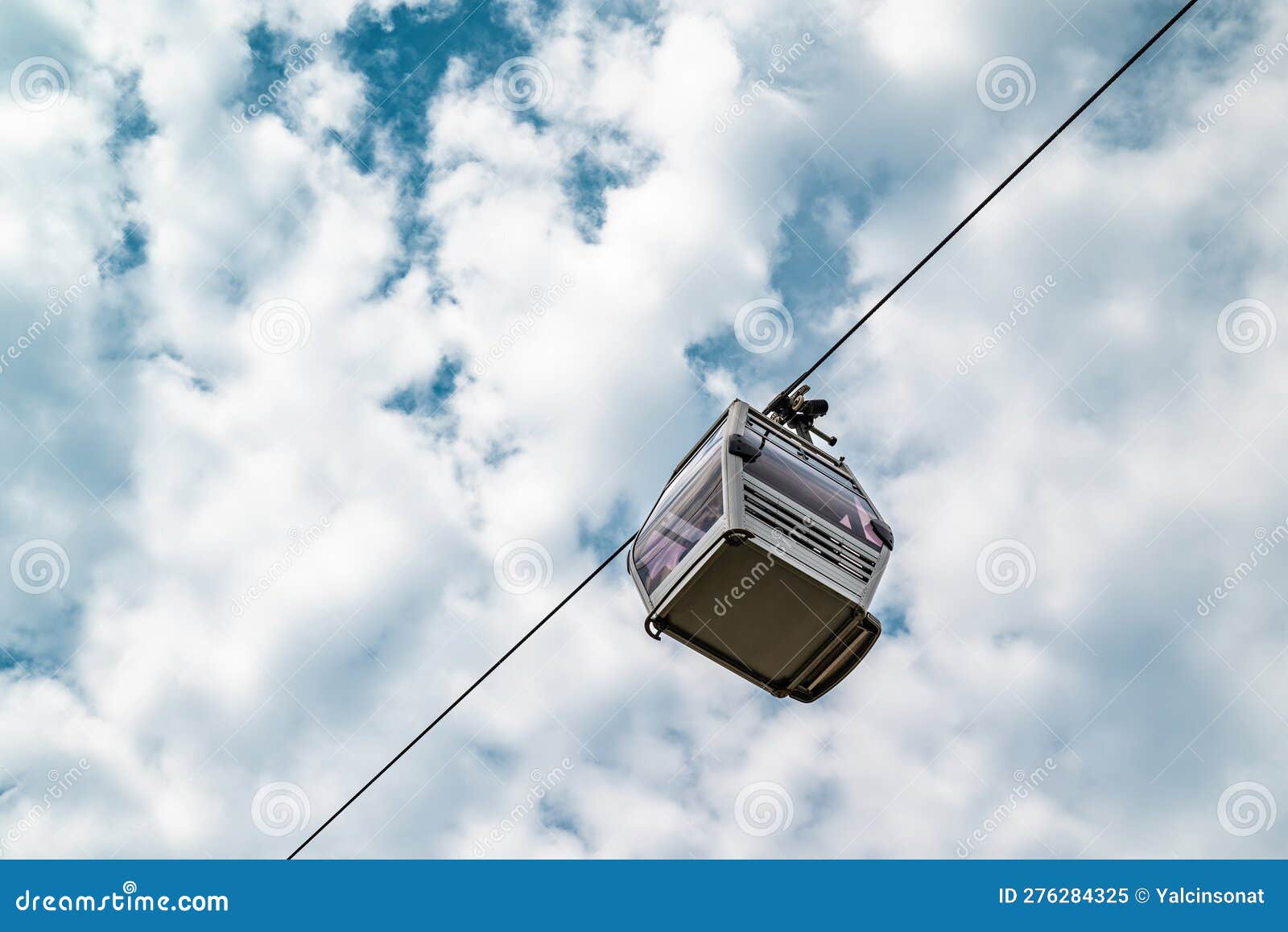 Bottom Up View of Cable Car Cabin in Front of Cloudy Sky Stock Image ...