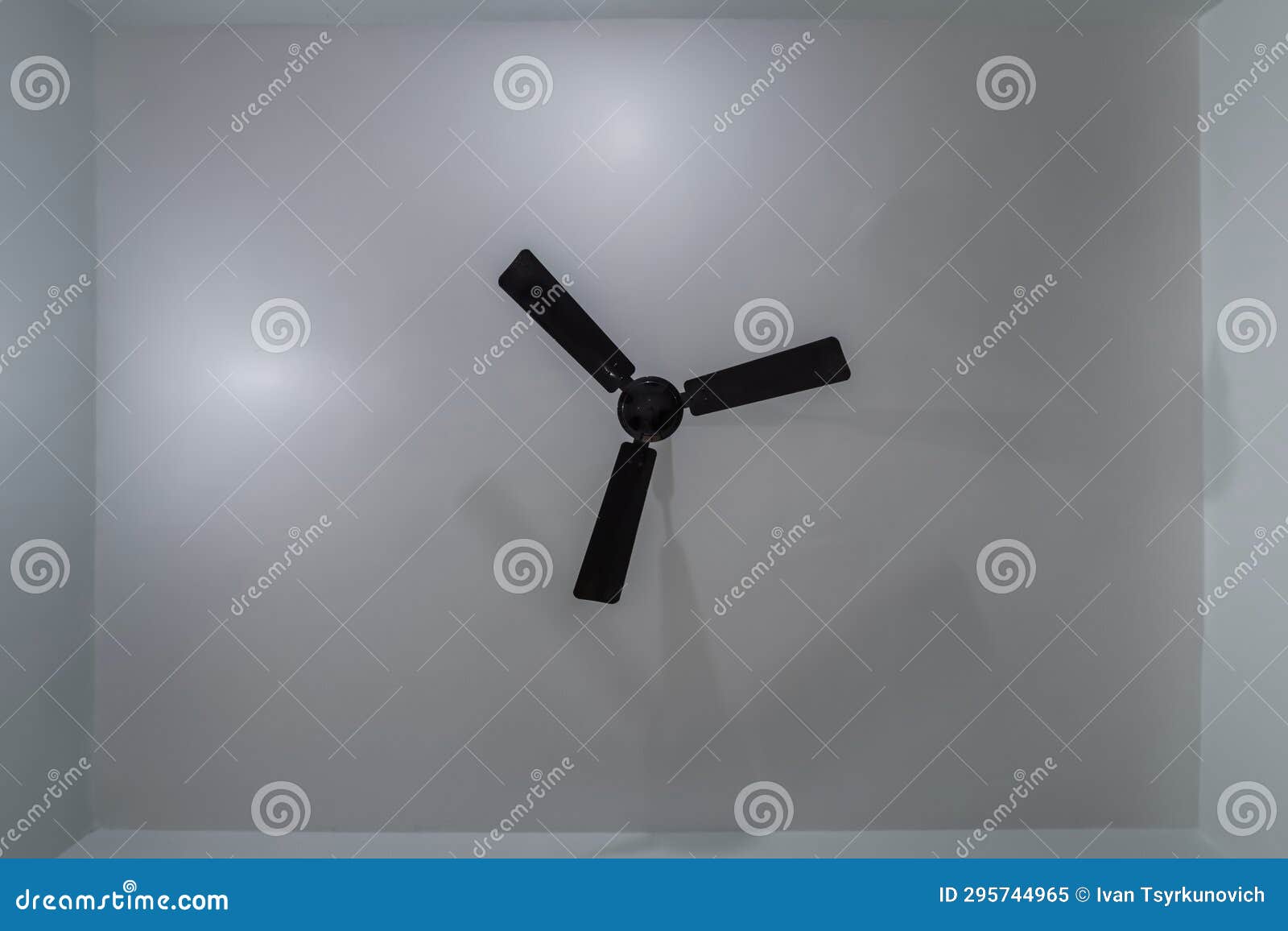 Bottom Up View of a Ceiling Air Fan in an Empty Room for Cooling the ...