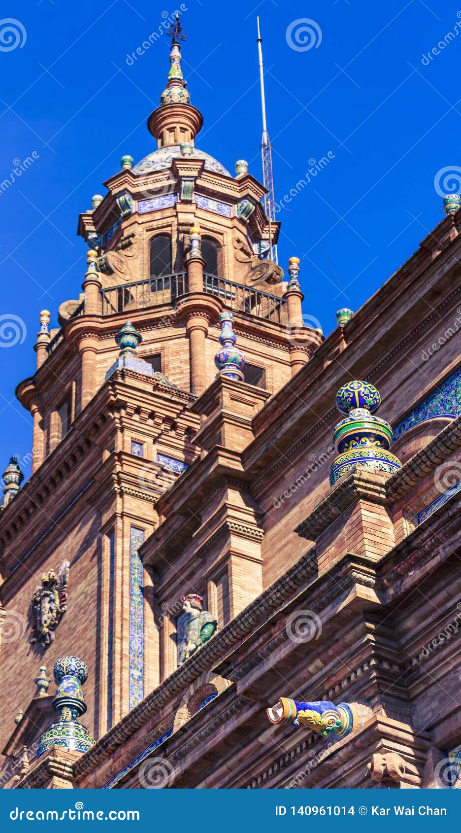 Bottom Up View of the Left Tower of the Main Central Building at Spain ...