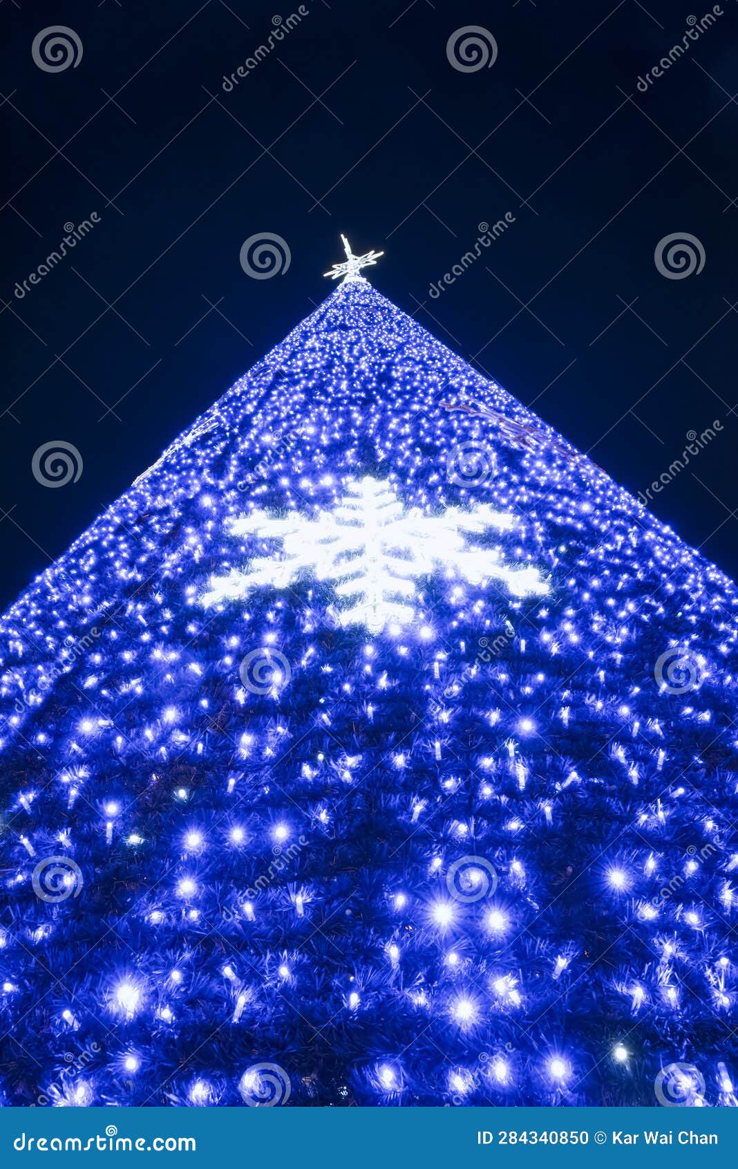 Bottom Up View of a Lighted Christmas Tree Stock Photo - Image of ...