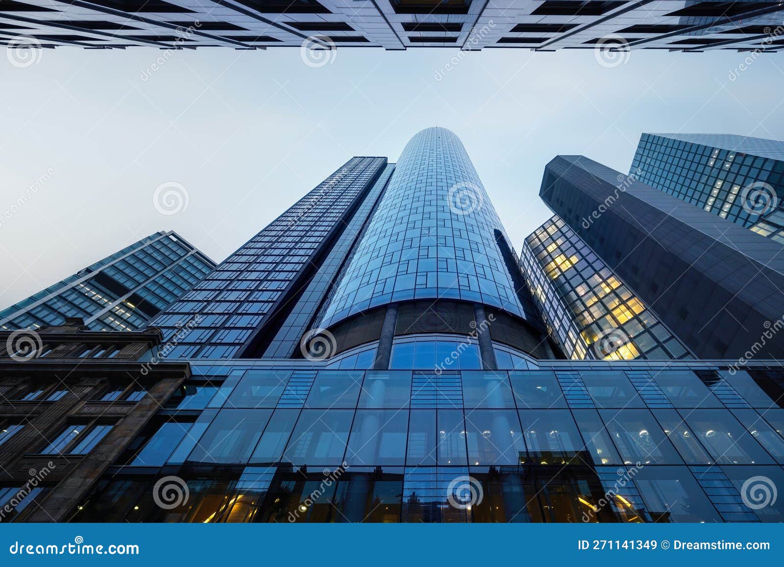 Bottom-Up View of Main Tower Modern Building - Frankfurt, Germany Stock ...