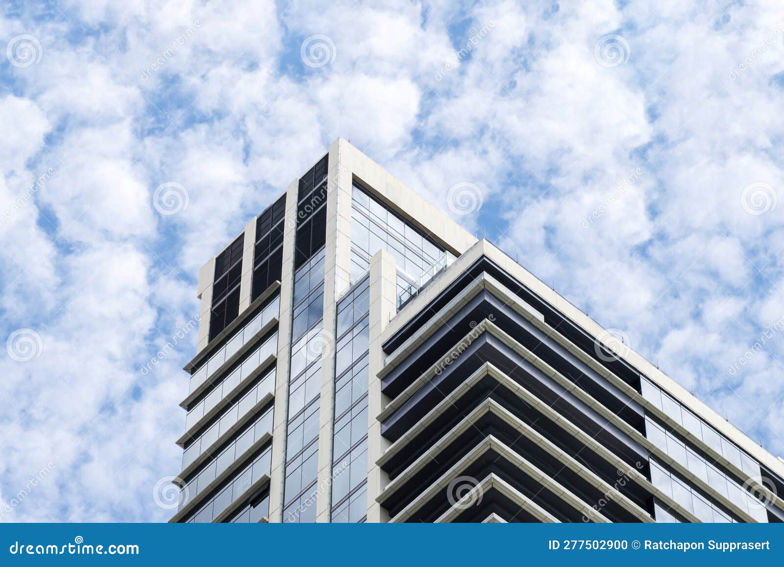 Bottom Up View Modern Buliding with Blue Sky Background Stock Photo ...