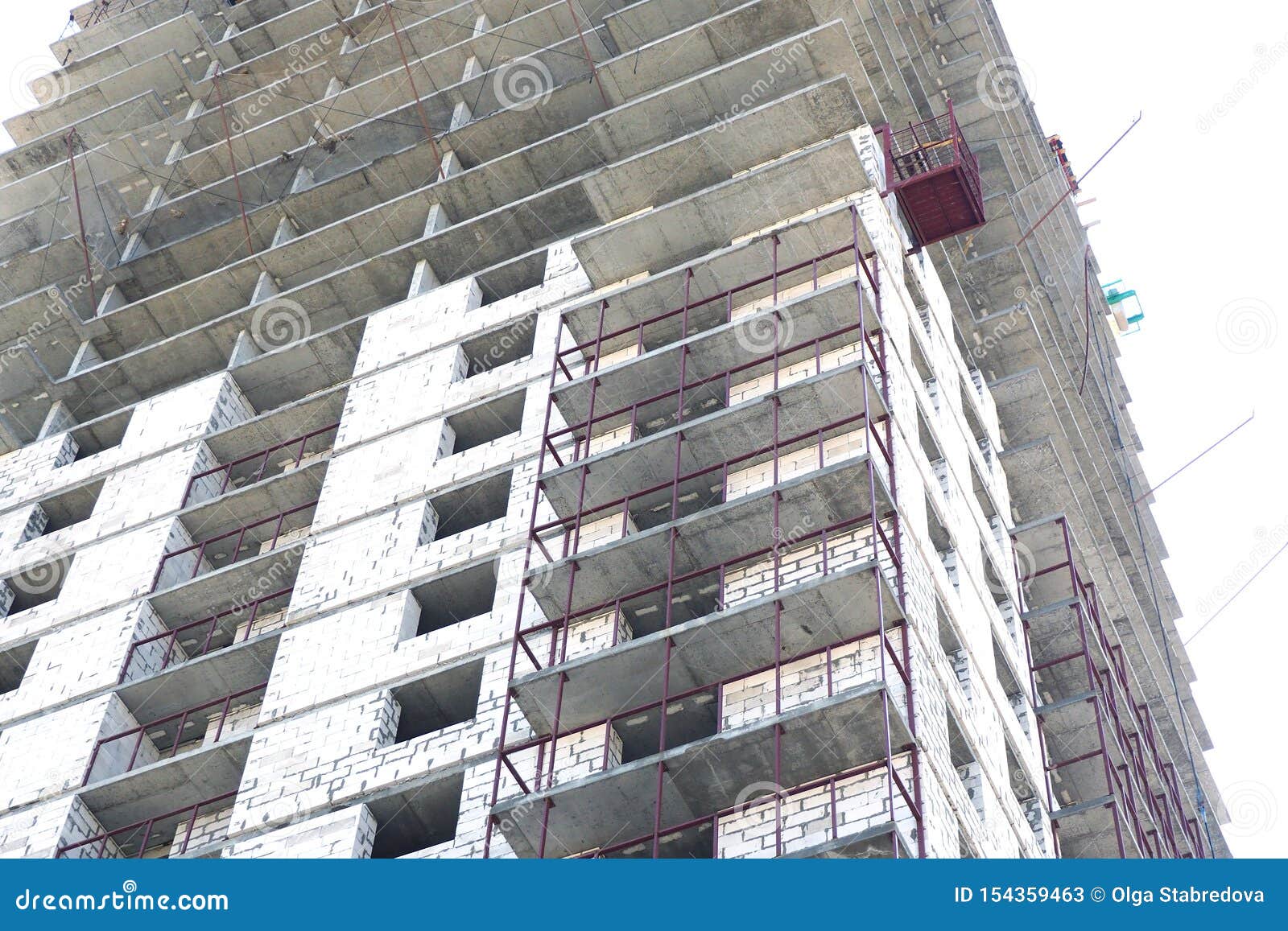 Bottom-up View of a Multistory Building Under Construction Stock Image ...