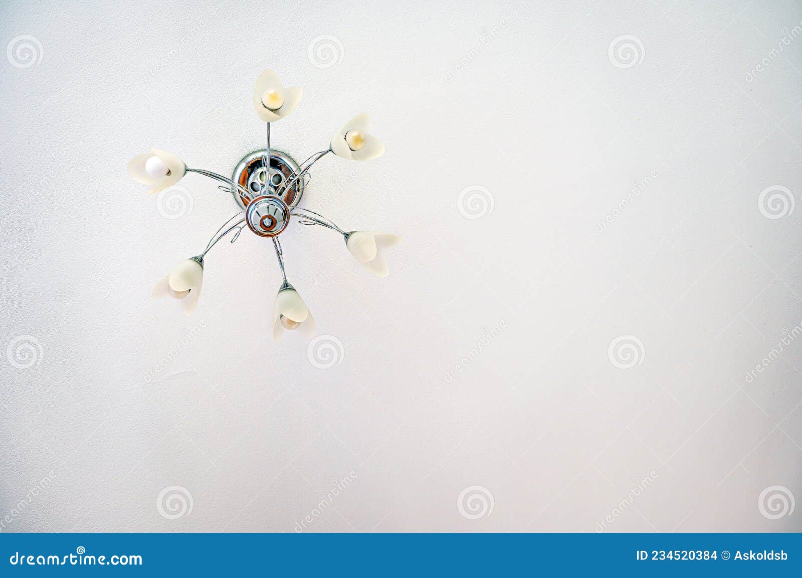 Bottom Up View on the Shining Lamp on the White Ceiling Background ...