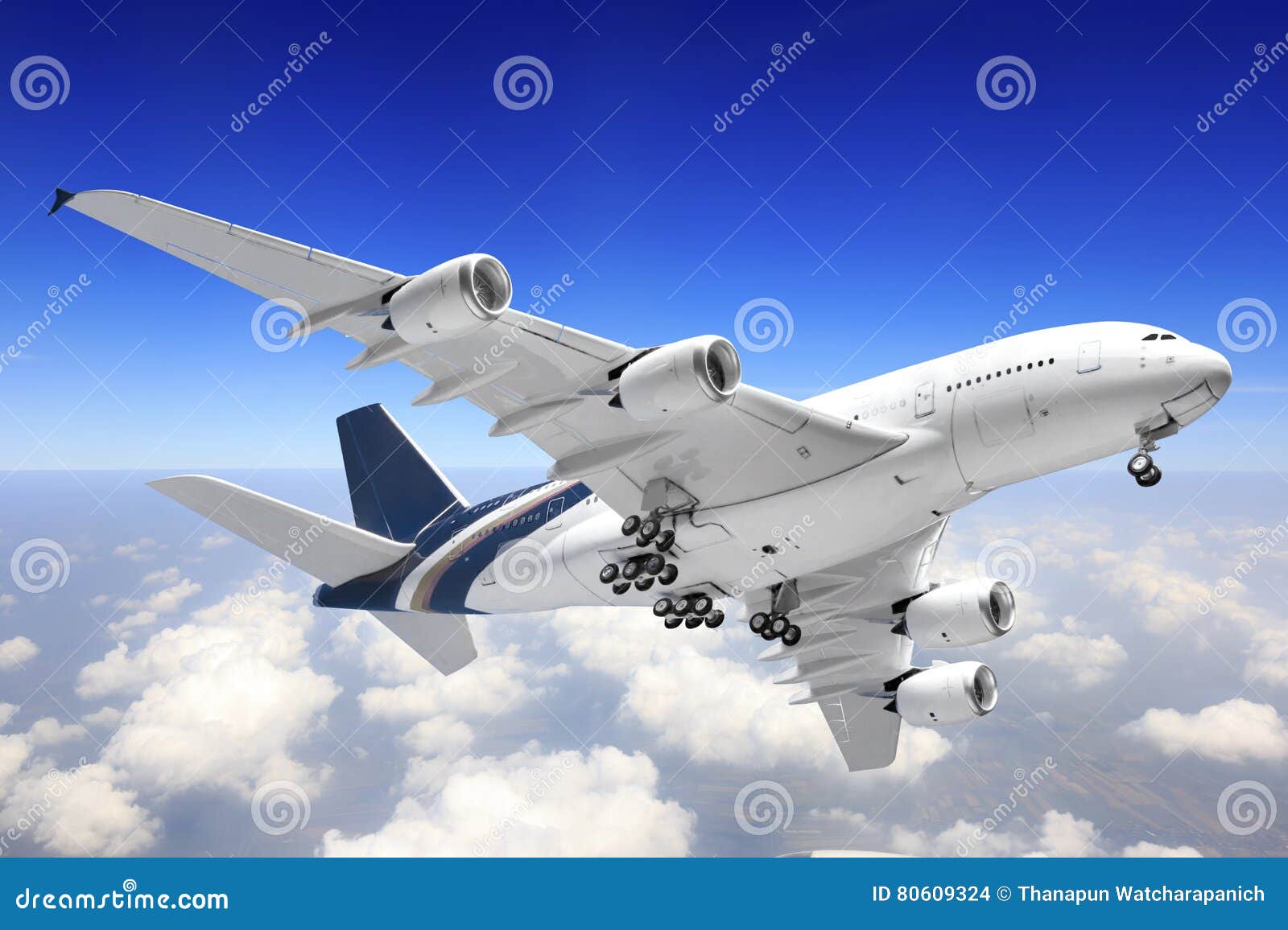 Bottom View Airplane Flying on the Sky Stock Photo - Image of takeoff ...