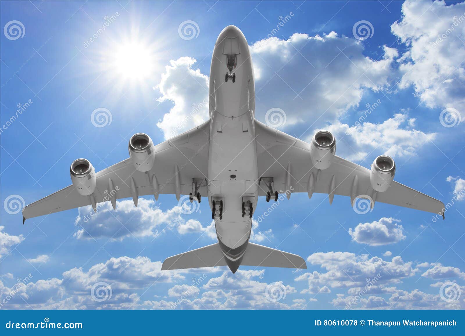 Bottom View Airplane Takeoff To the Sky Stock Photo - Image of ...