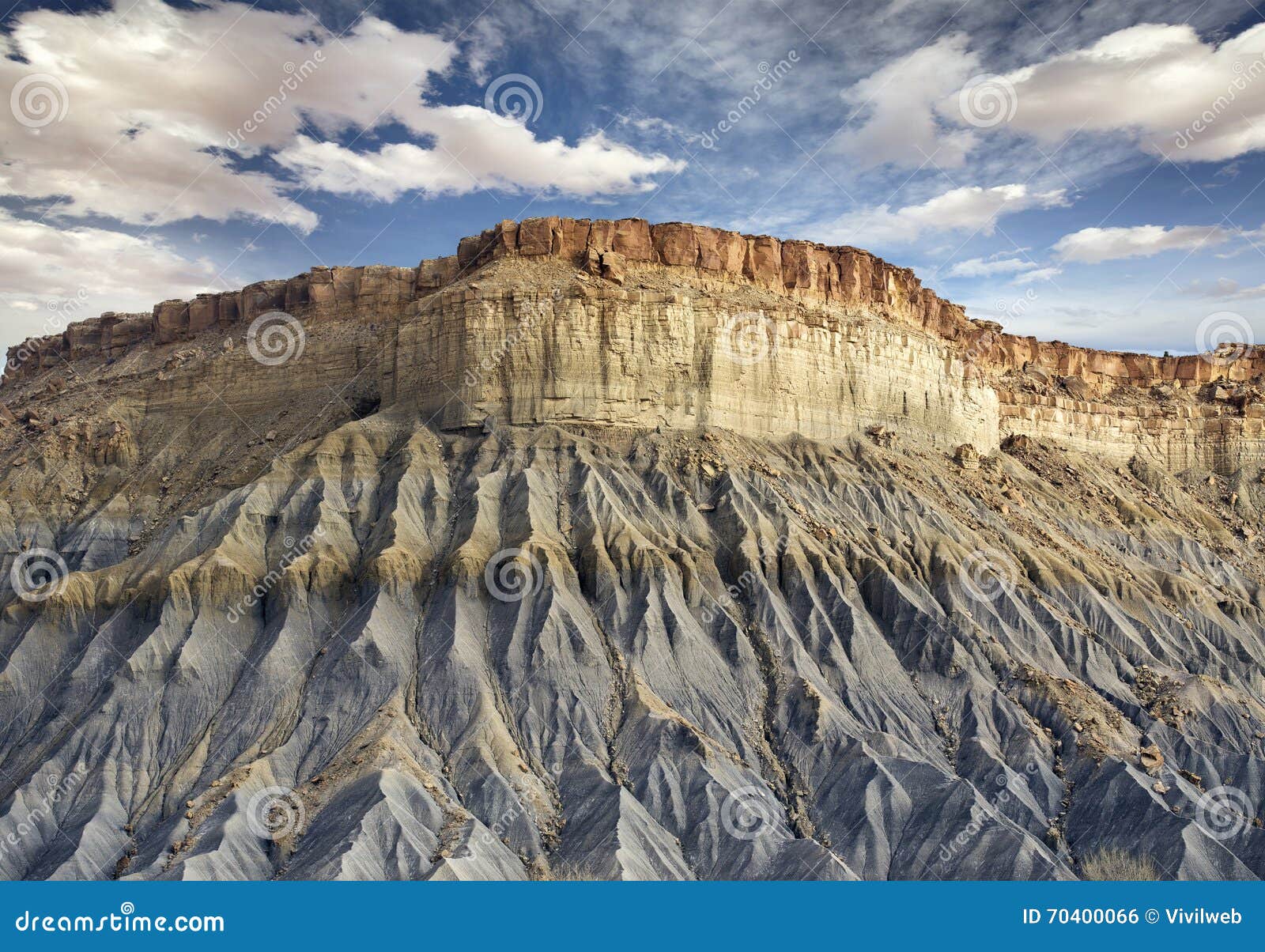 Bottom View of a Blue Rocky Cliff Stock Photo - Image of butte ...