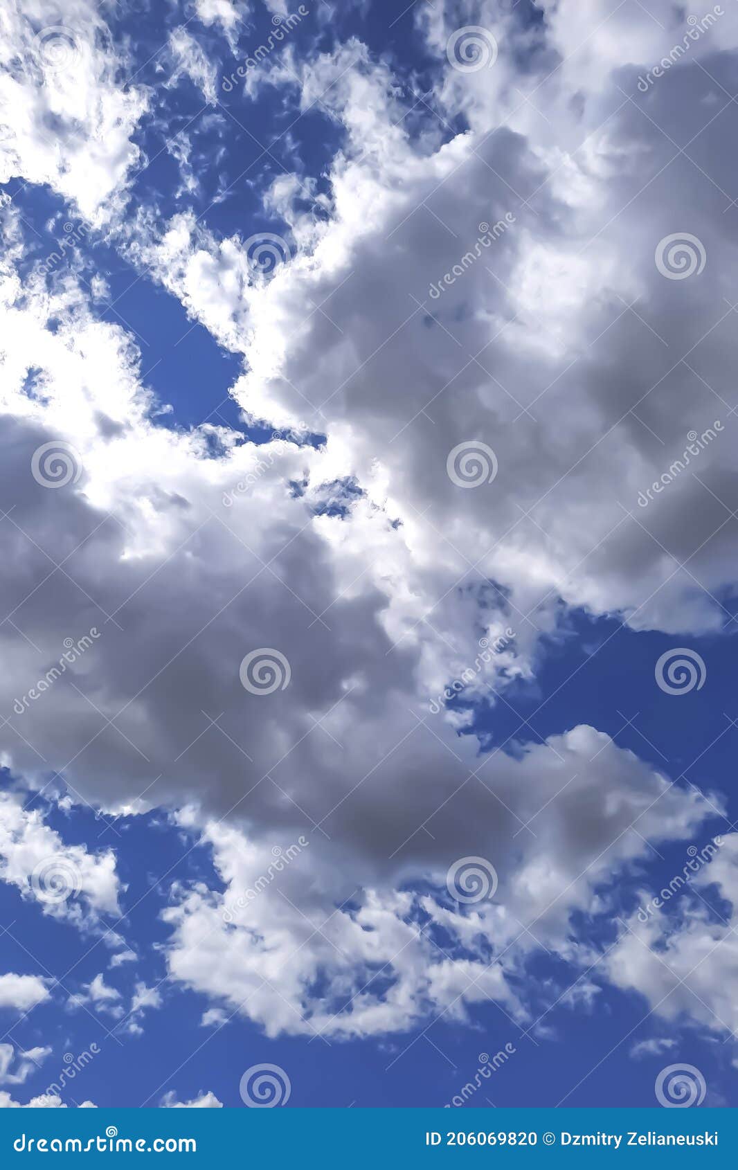 Bottom View of a Blue Sky with White Clouds Stock Photo - Image of ...