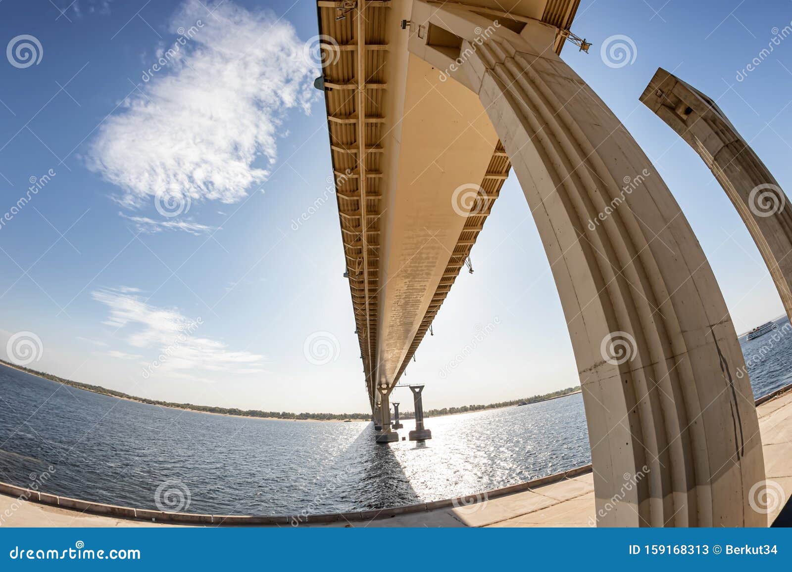 Bottom View of Bridge Under Construction Across the River Stock Image ...