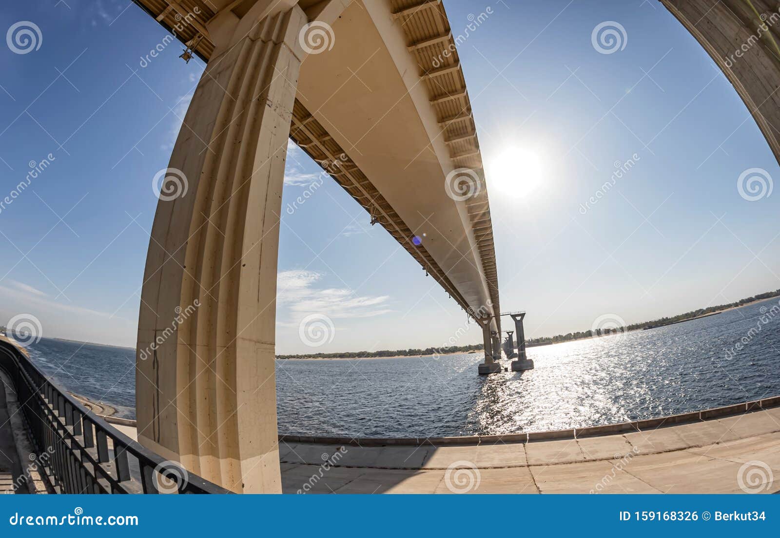 Bottom View of Bridge Under Construction Across the River Stock Photo ...