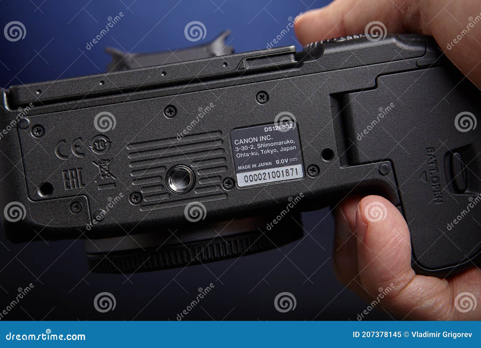 Bottom View of a Canon EOS R6 Mirrorless Camera with Serial Number ...