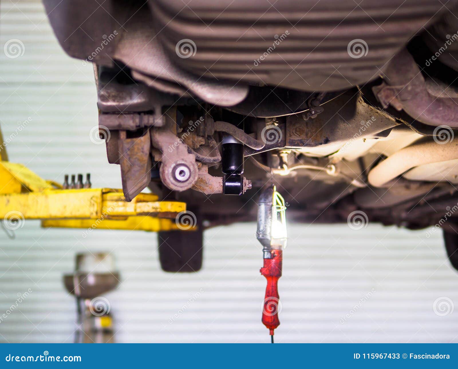 Bottom View of Car with New Shock Absorbers Stock Image - Image of ...