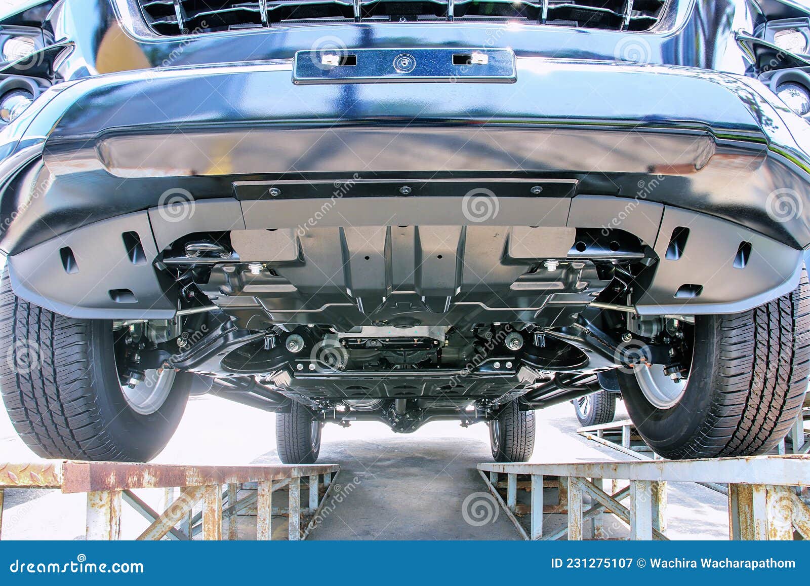 Bottom Of Car Chassis And Lower Arm Ball Joint With Rack And Pinion In ...