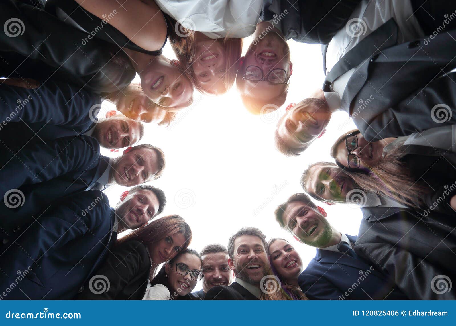 Large Business Team is Forming a Circle and Looking at the Camera Stock ...