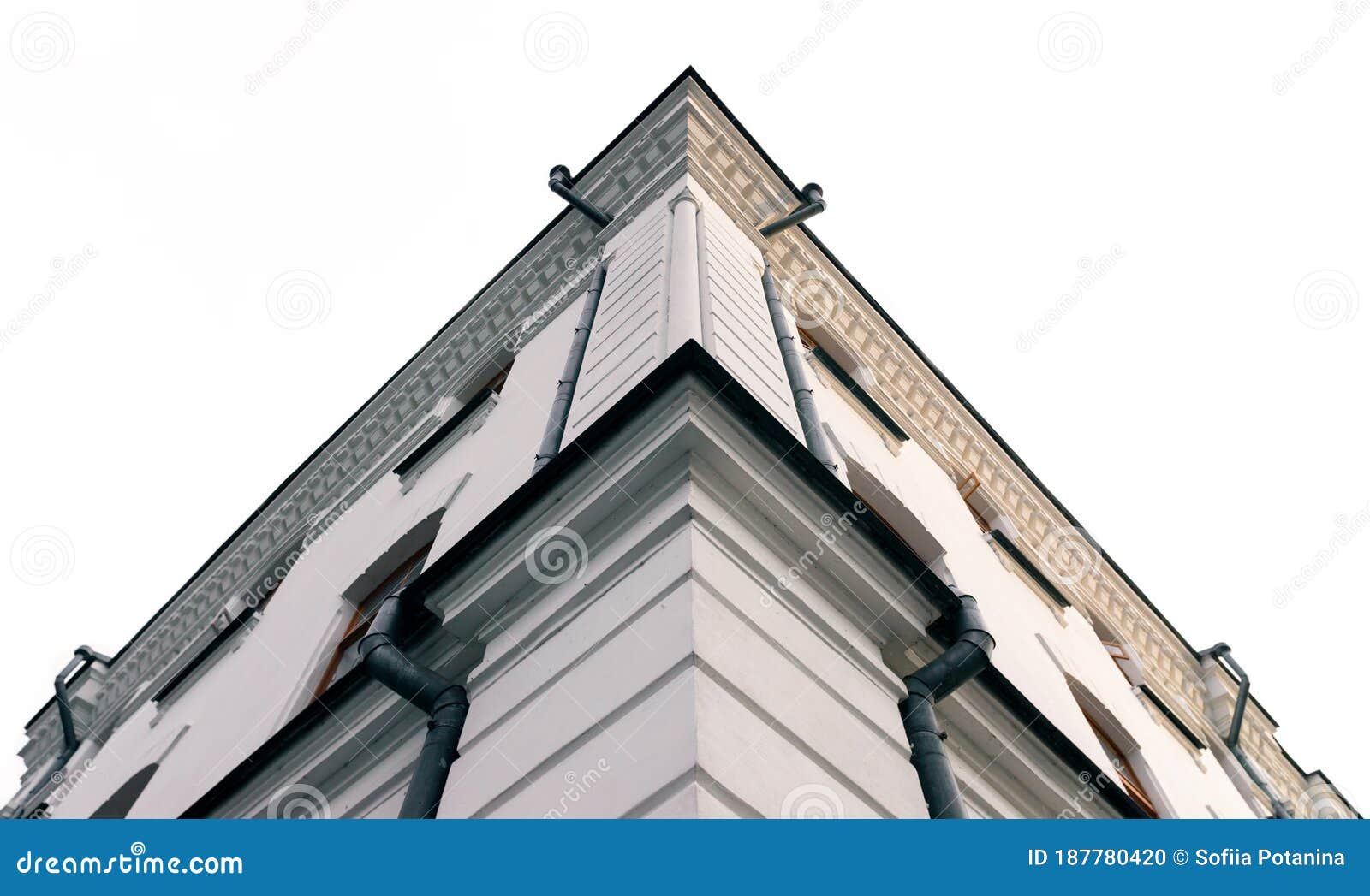 Bottom View Corner of a Vintage Stone House Stock Photo - Image of ...