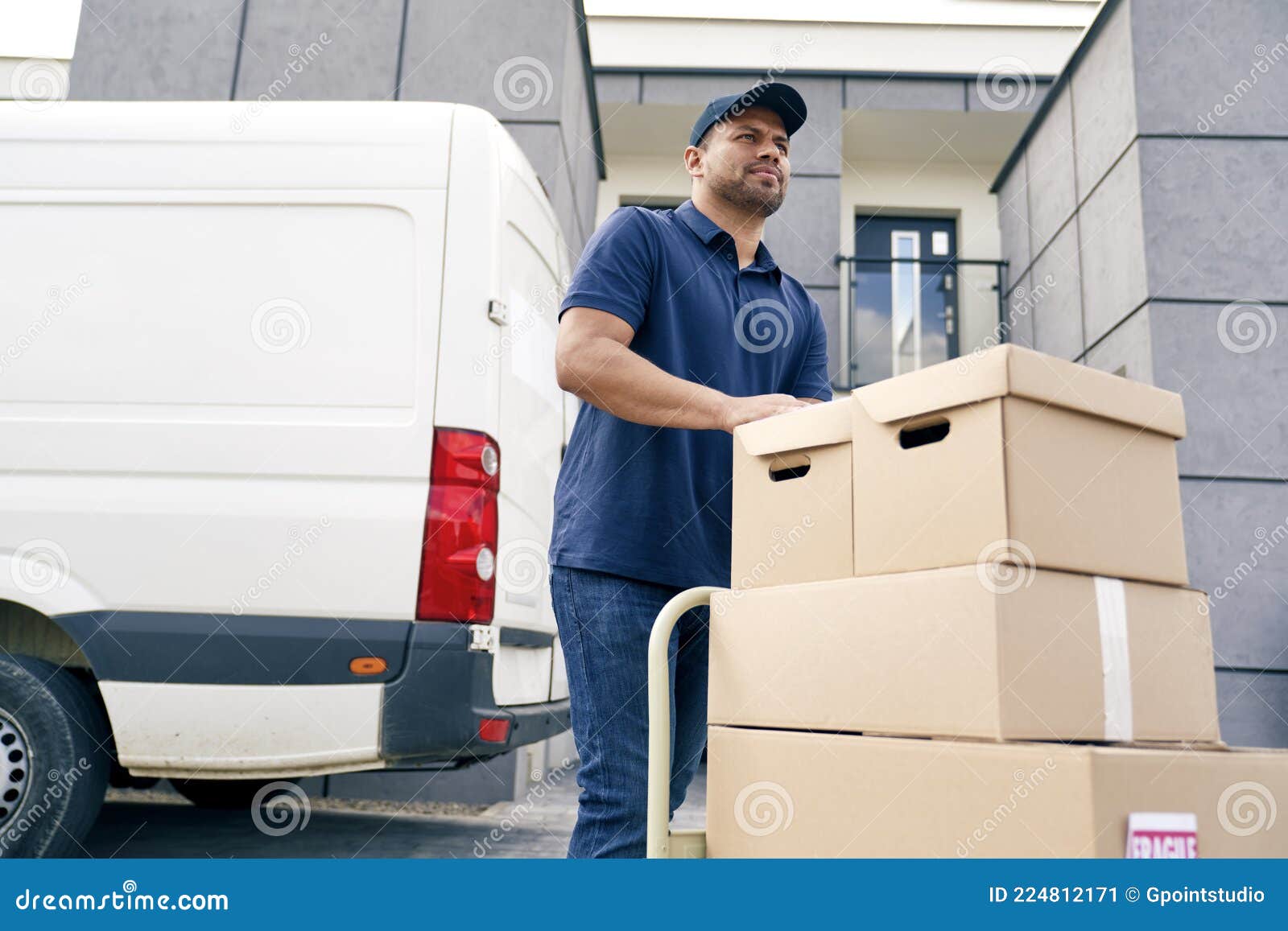 Delivery man at work stock image. Image of order, delivering - 224812171