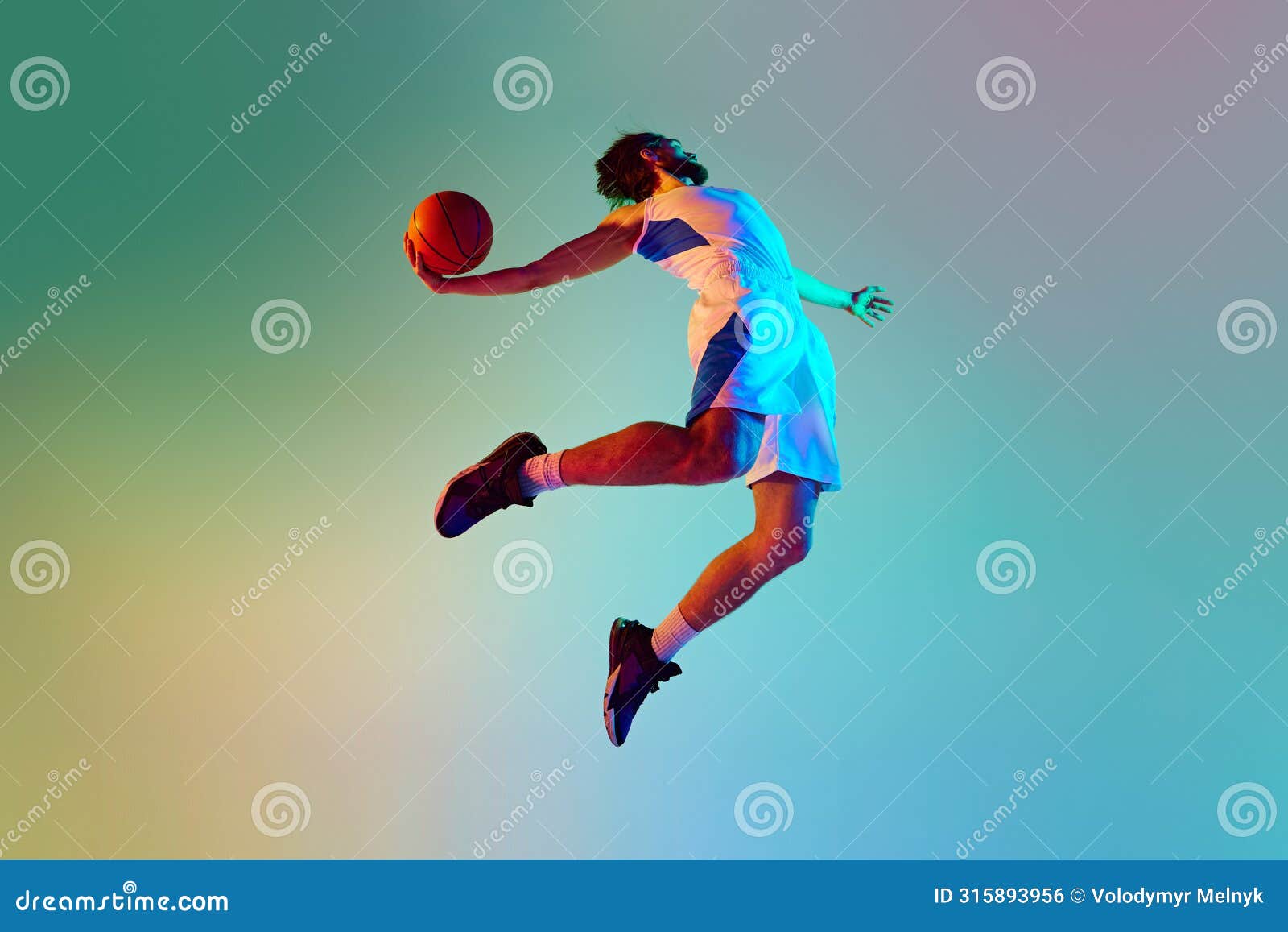Bottom View Dynamic Image Of Young Man, Basketball Player In Motion ...