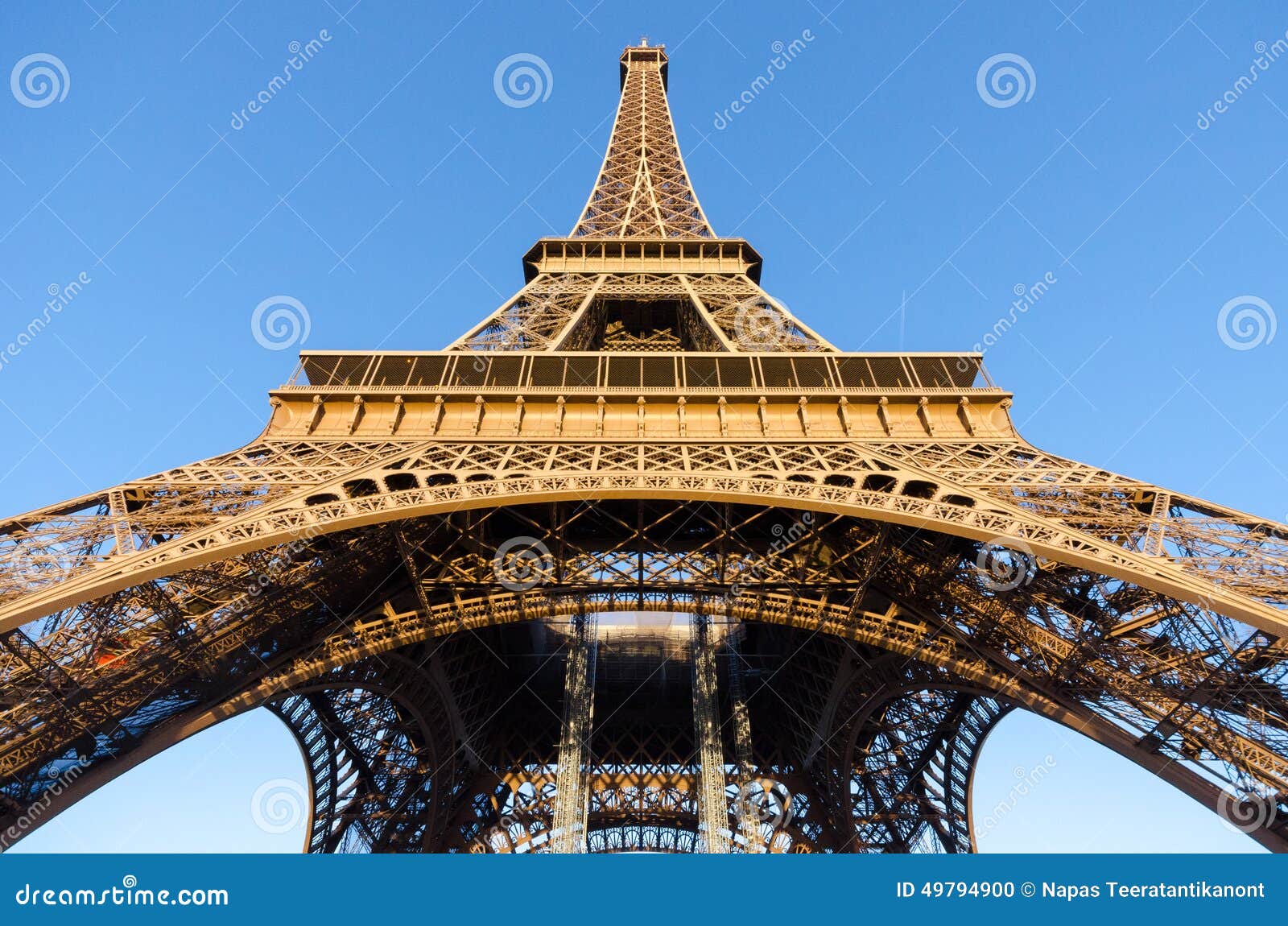 Bottom View of Eiffel Tower Stock Photo - Image of france, building ...