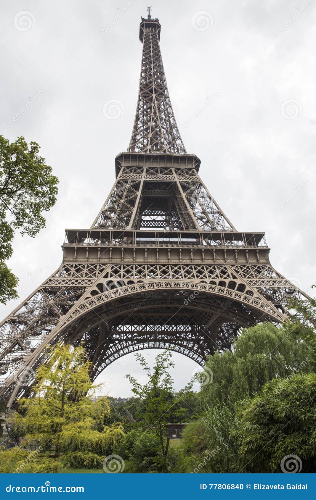 Bottom View of the Eiffel Tower Stock Photo - Image of architecture ...
