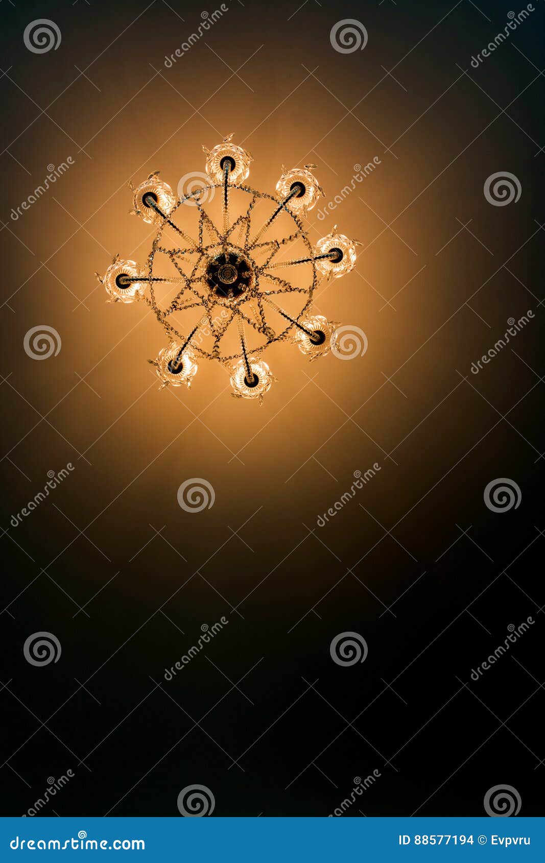 Bottom View Electric Ceiling Lamp Shines Stock Photo - Image of ...