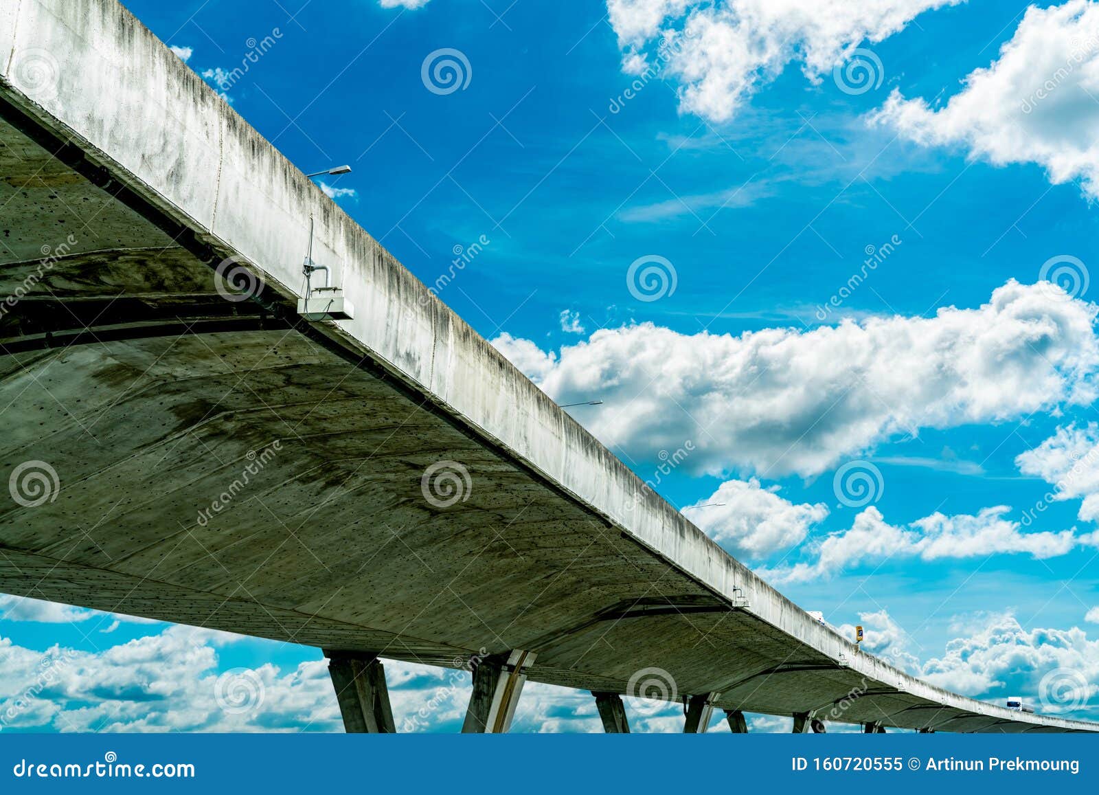 Bottom View of Elevated Concrete Highway. Overpass Concrete Road. Road ...
