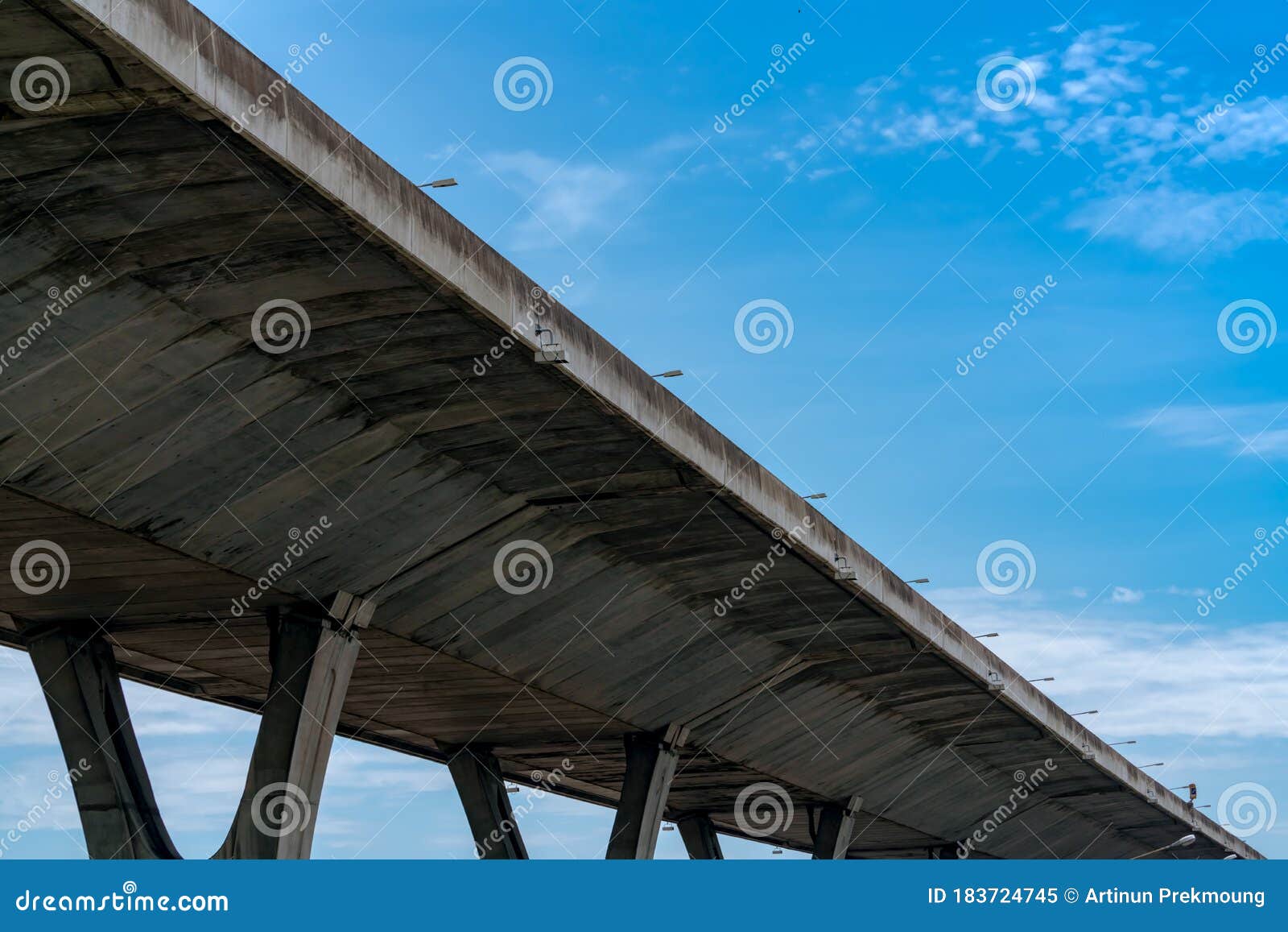 Bottom View of Elevated Concrete Highway. Overpass Concrete Road. Road ...
