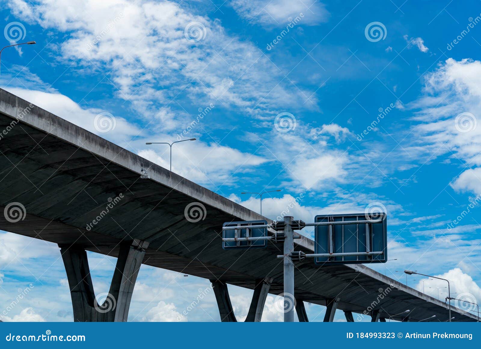 Bottom View of Elevated Concrete Highway. Overpass Concrete Road. Road ...