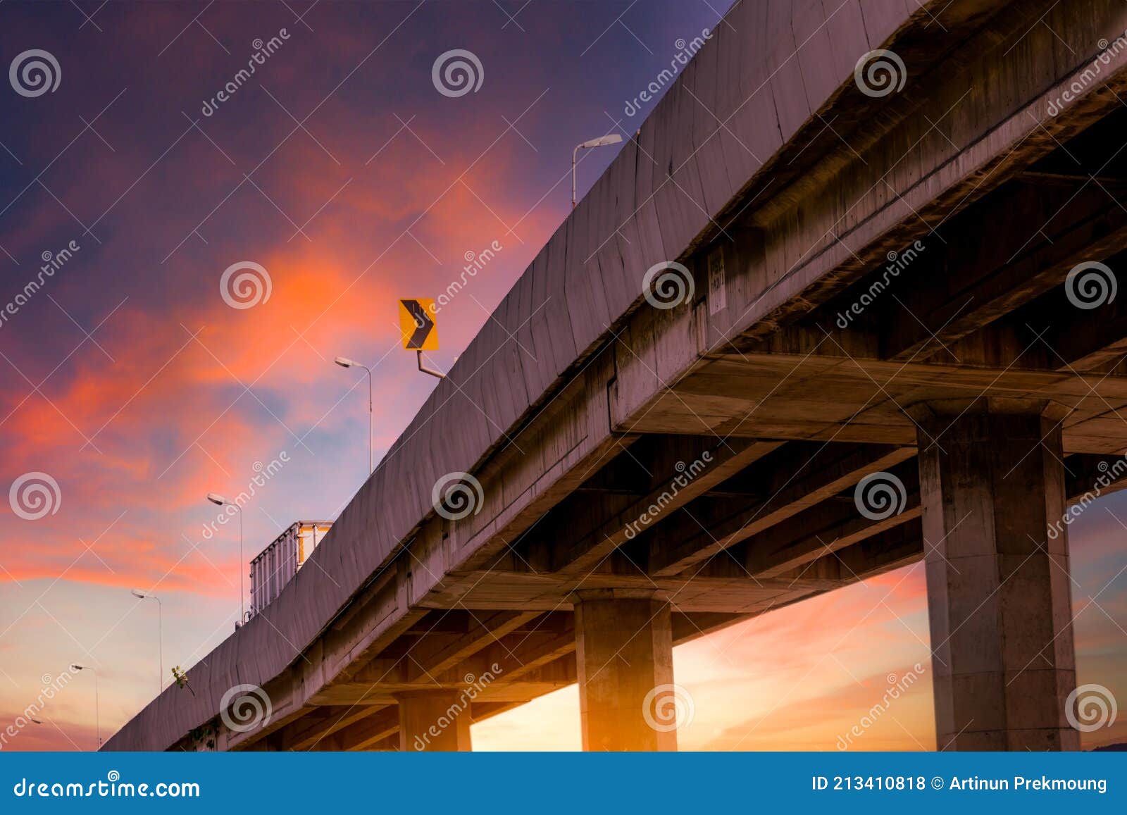 Bottom View of Elevated Concrete Highway. Overpass Concrete Road. Road ...