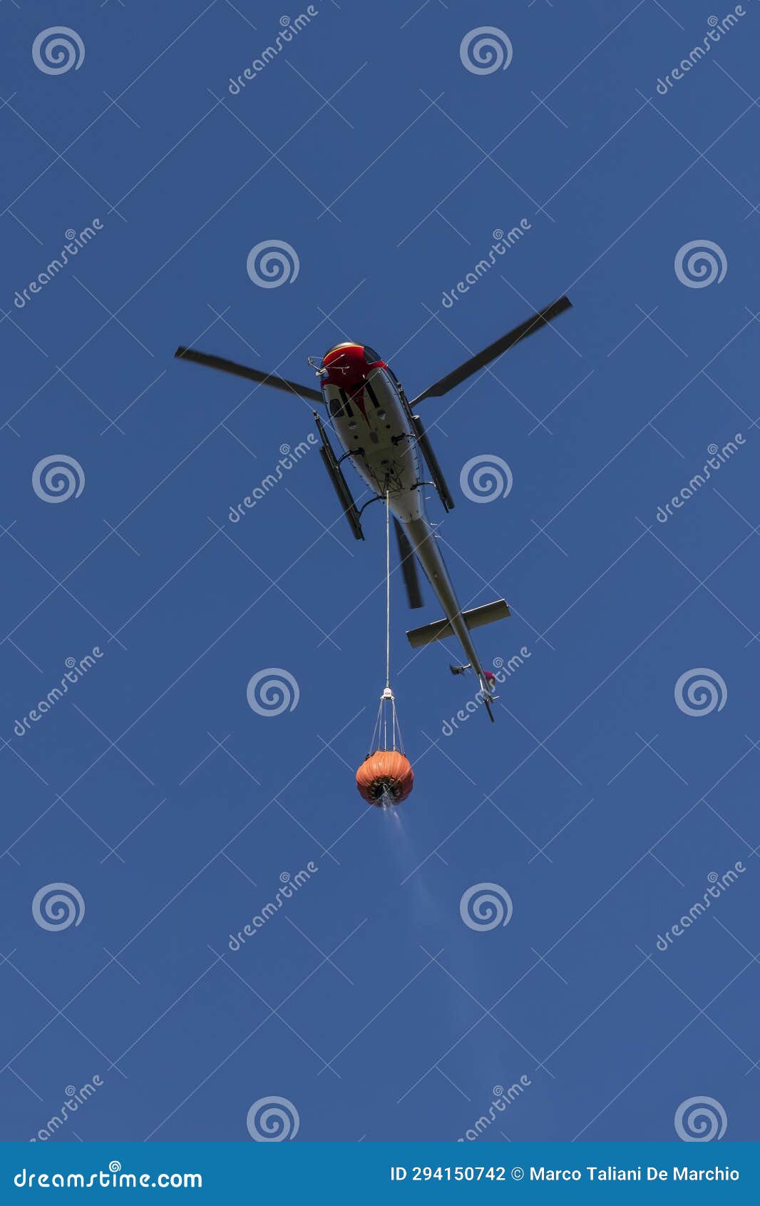 Bottom View of a Firefighting Helicopter in Flight Stock Photo - Image ...