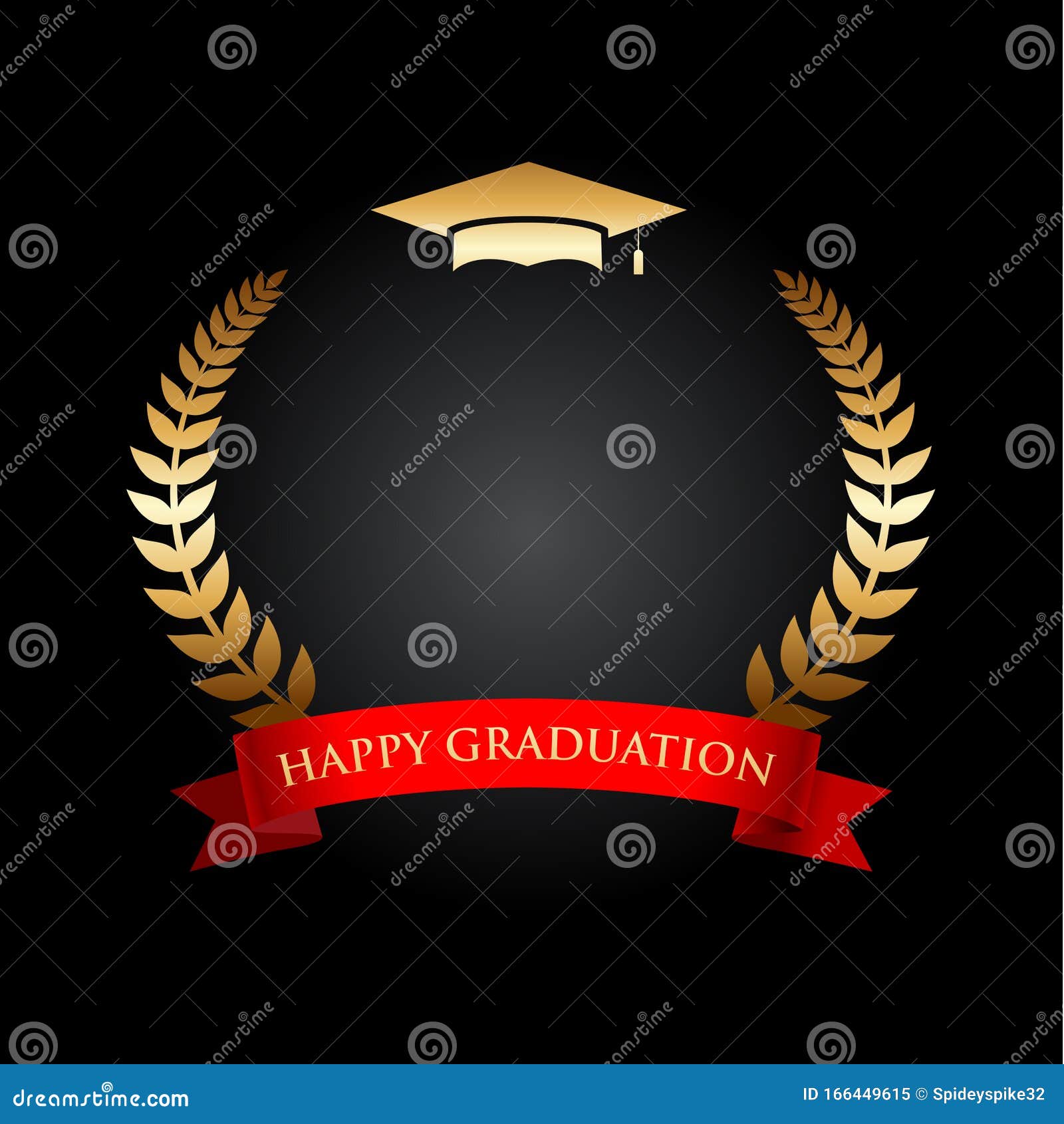 Bottom View Gold Graduation Hat with a Red Ribbon Stock Illustration ...