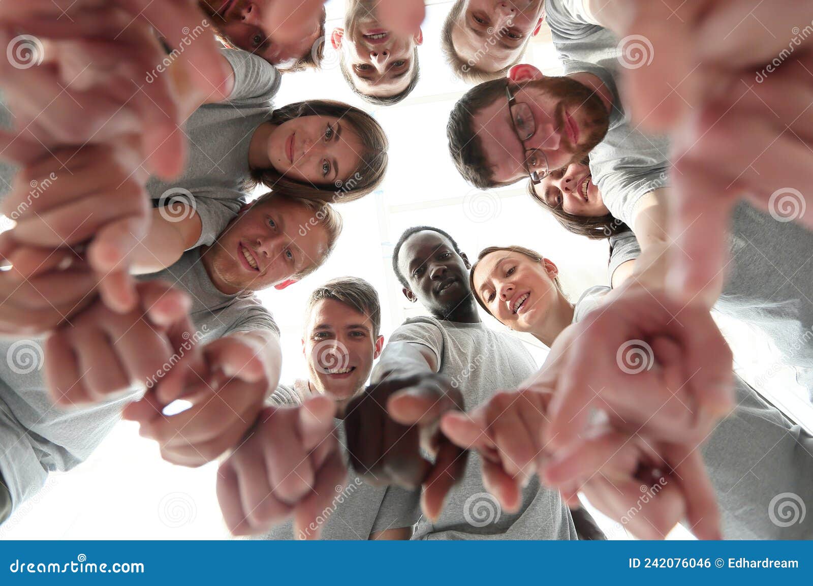 Bottom View. Group of Successful Young People Looking at the Cam Stock ...