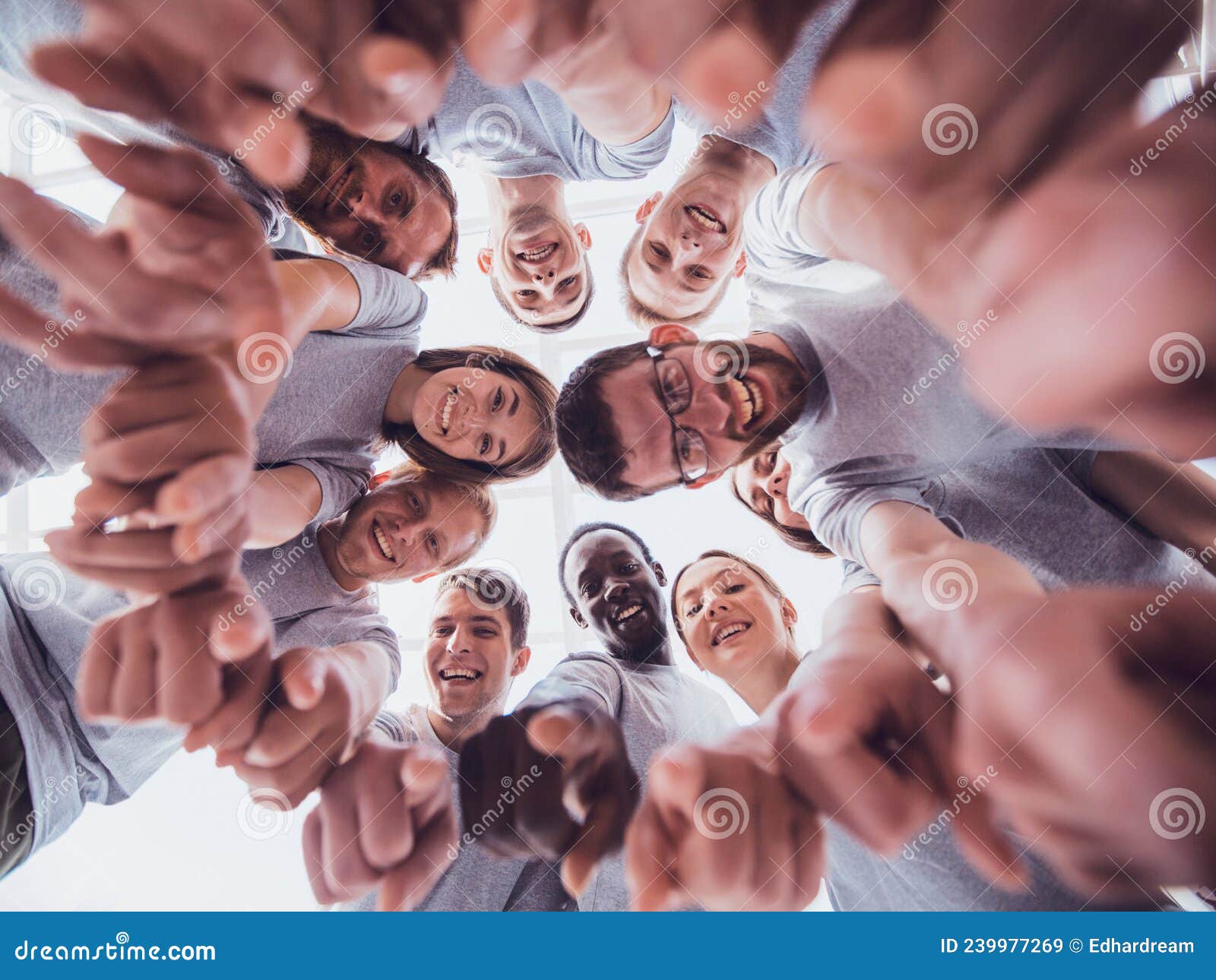 Bottom View. Group of Successful Young People Looking at the Cam Stock ...