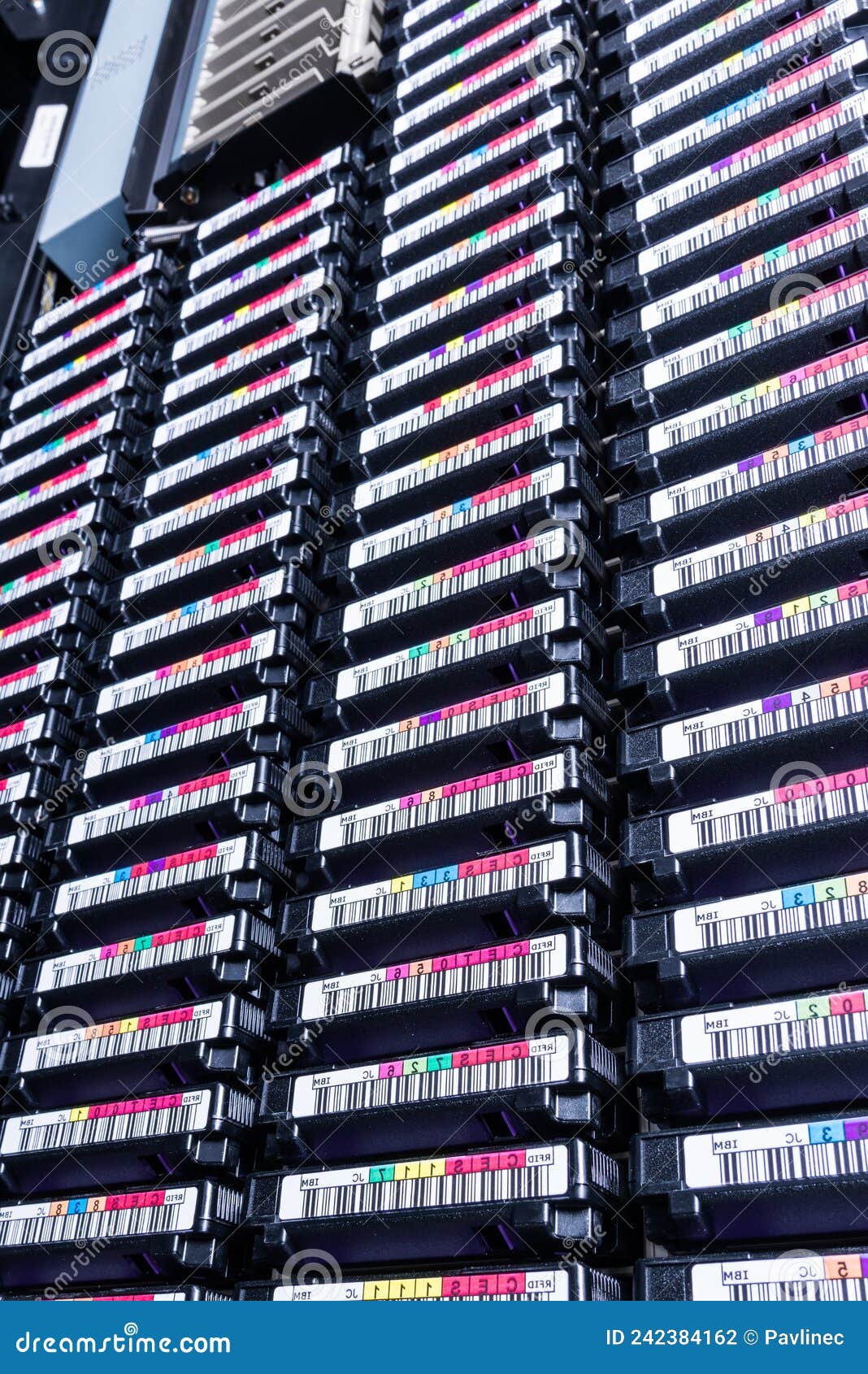 Bottom View of Hard Disk Cluster Inside a Rack - Data Storage Abstract ...
