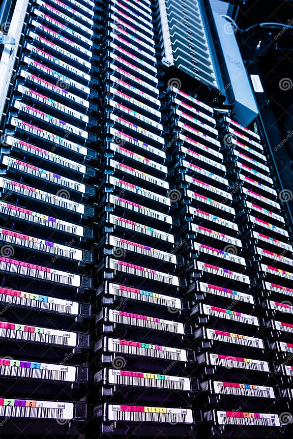 Bottom View of Hard Disk Cluster Inside a Rack - Data Storage Stock ...