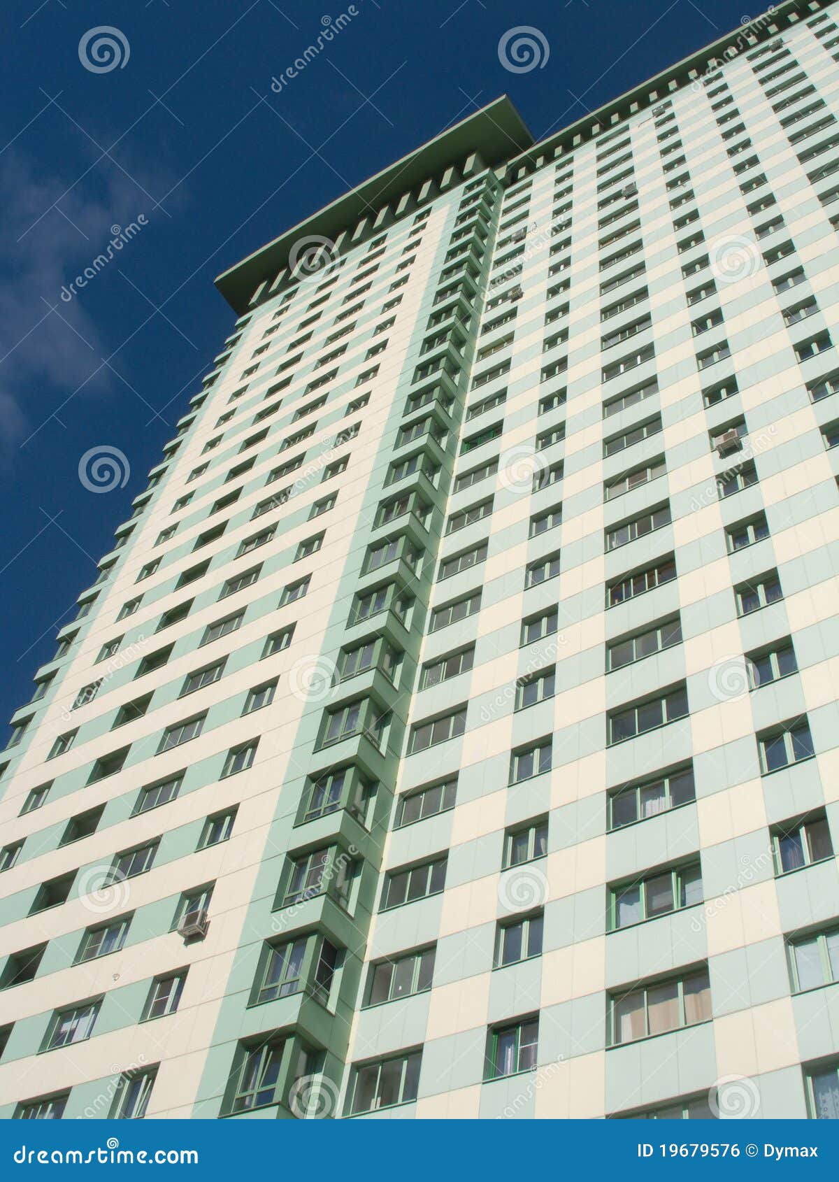 Bottom View of High Modern Building on Deep Blue S Stock Photo - Image ...